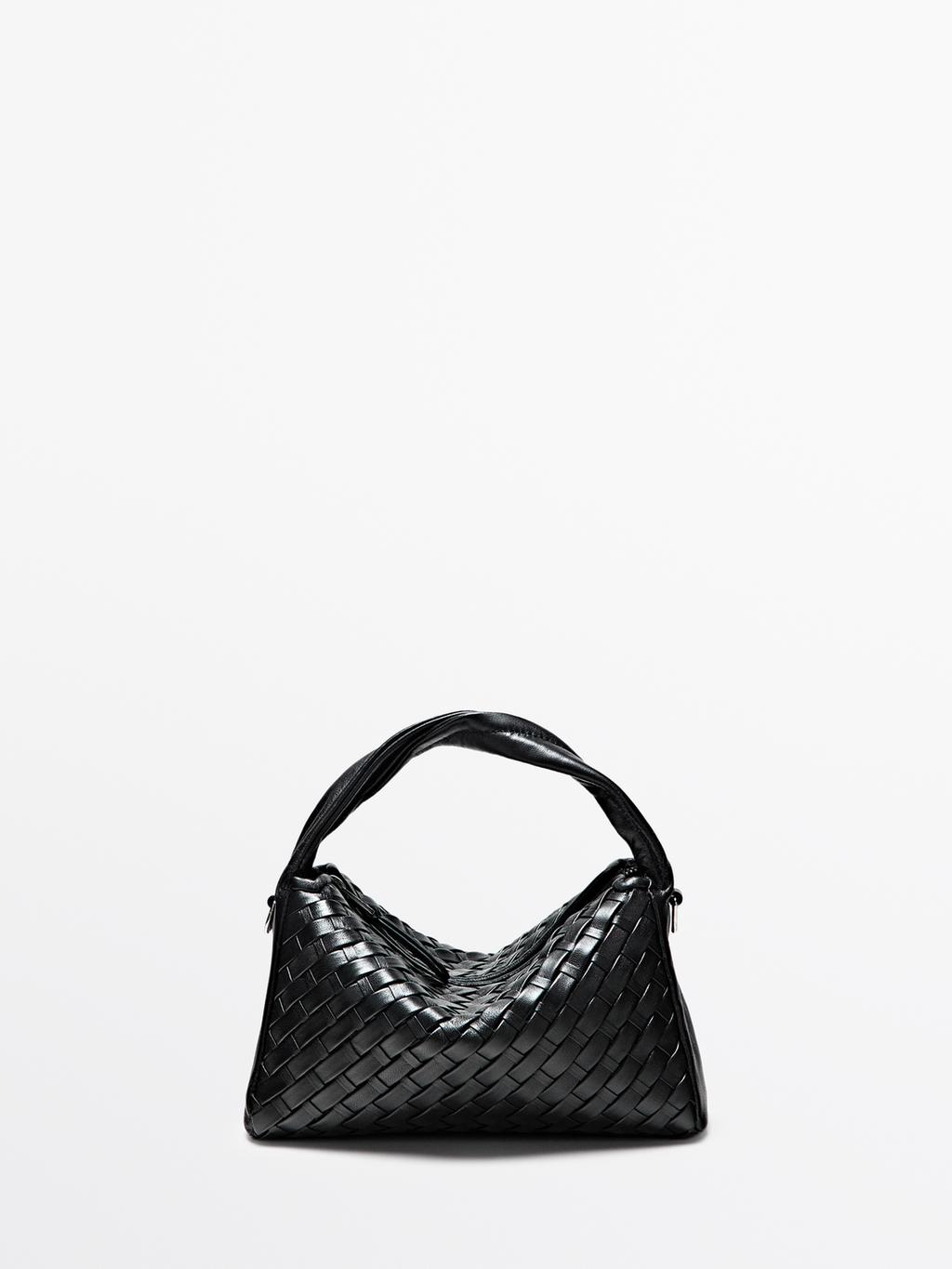 Nappa leather braided mini bag · Black, Burgundy · Bagsâ Andâ Backpacks ...