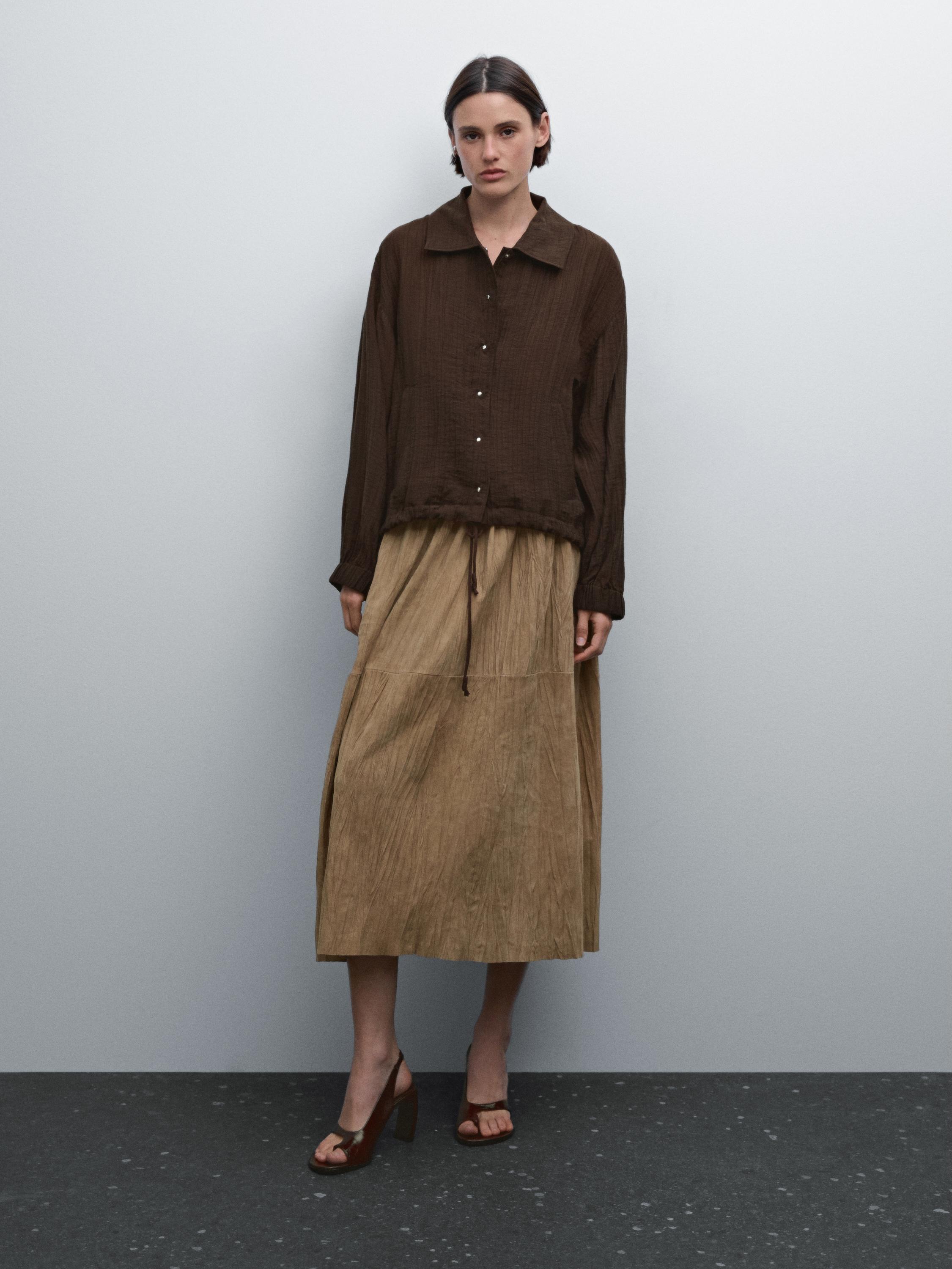 Flowing bomber jacket · Brown · Coats And Jackets | Massimo Dutti