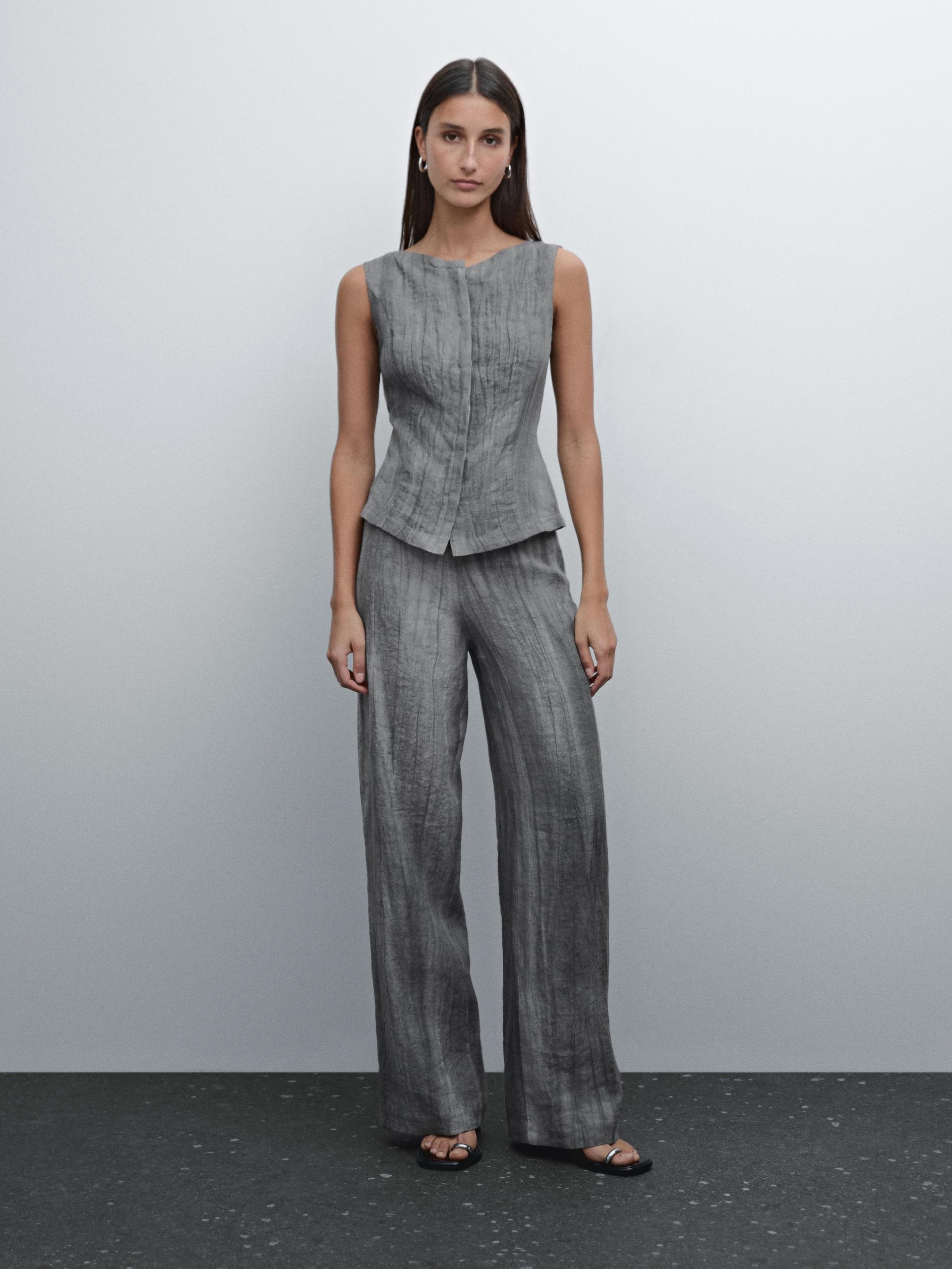 Pantalon 100 % lin · Plomb · Habillé | Massimo Dutti