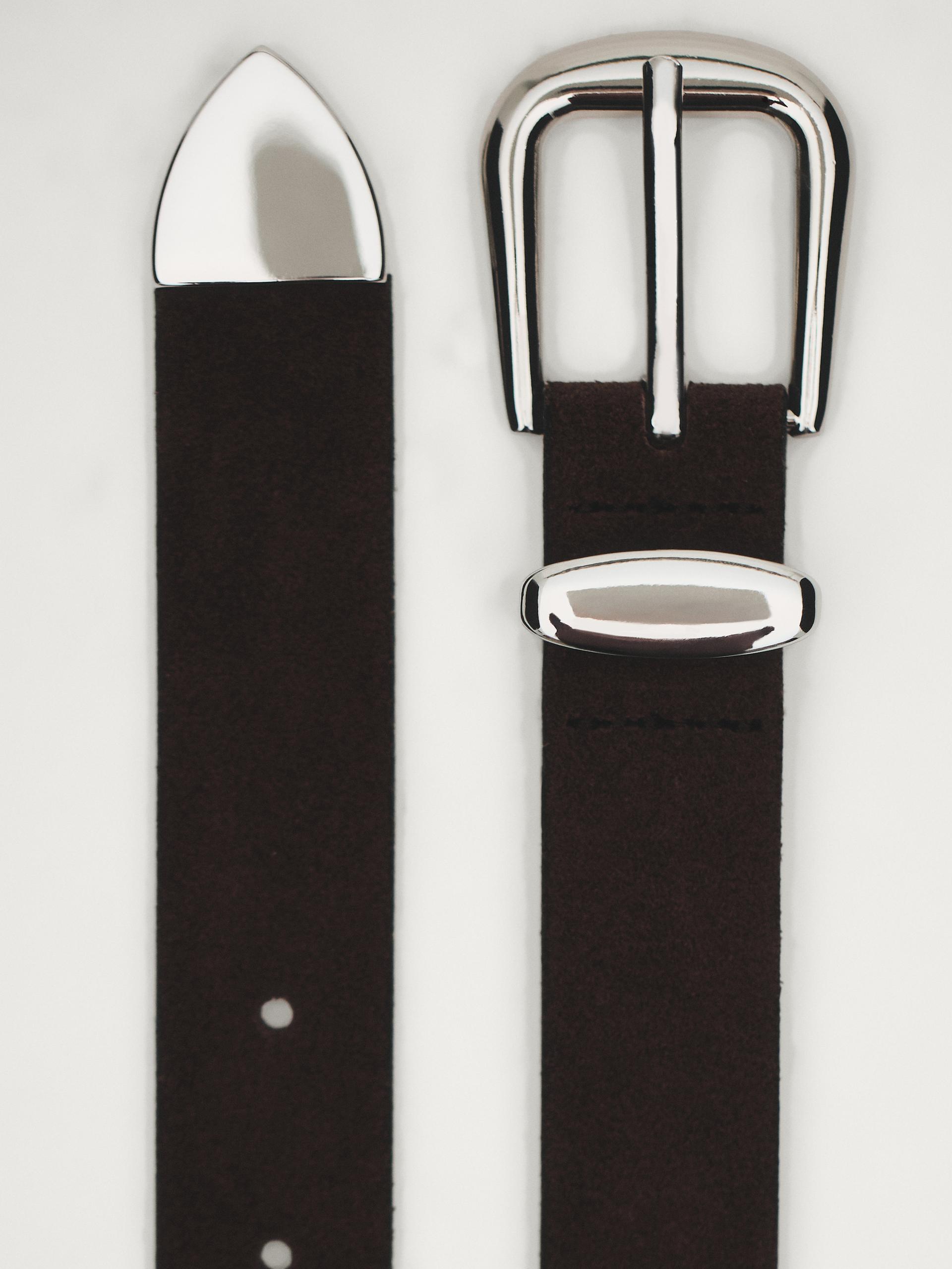 Split suede leather studded belt · Toffee · Accessories | Massimo Dutti