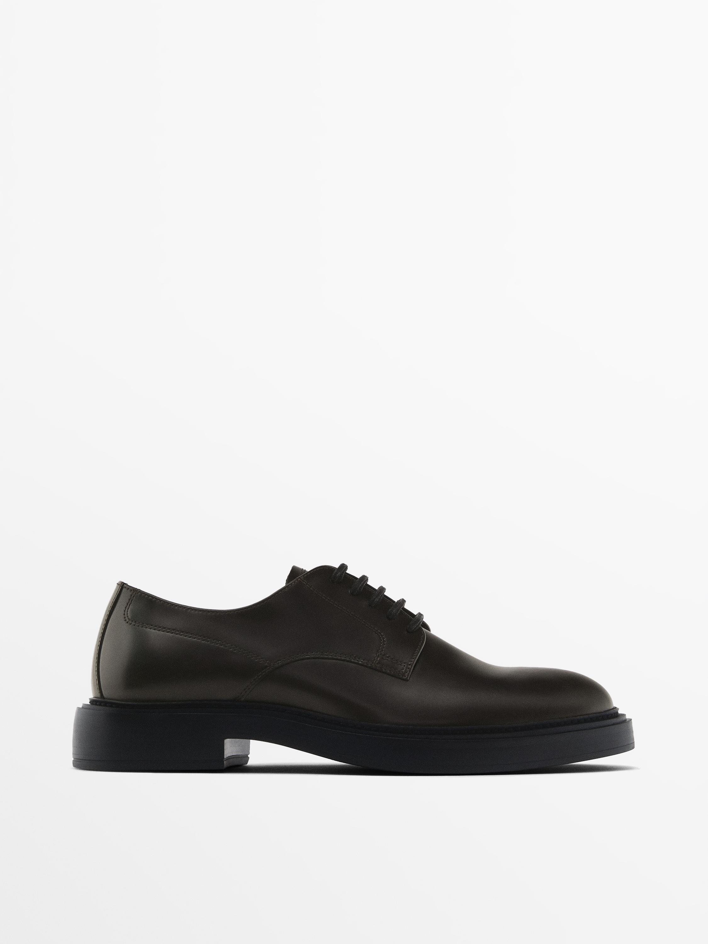 Zapato derby piel · Marrón, Negro · Zapatos | Massimo Dutti