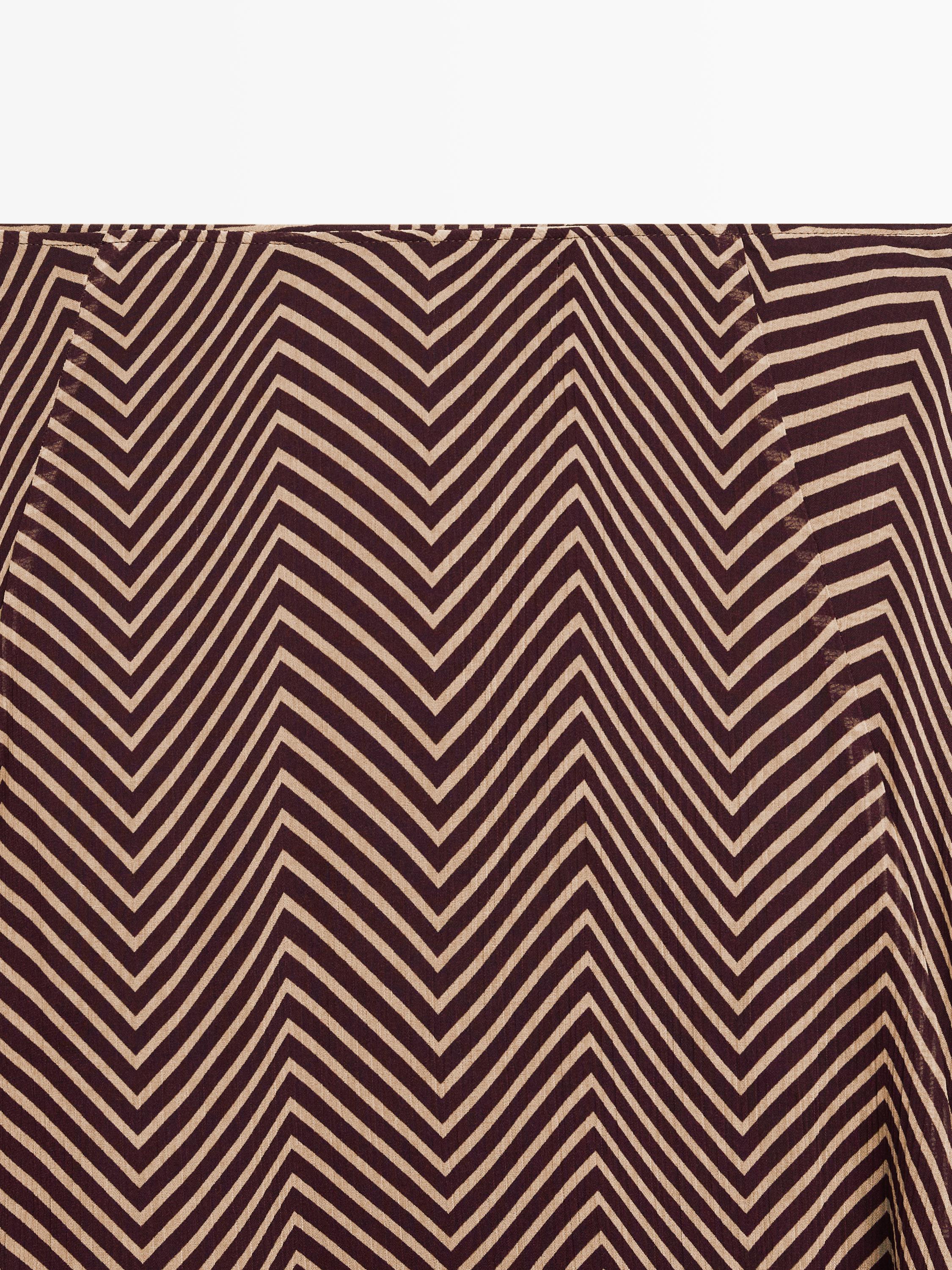 Rok midi model berkibar bergaris · Burgundi · Skirt | Massimo Dutti