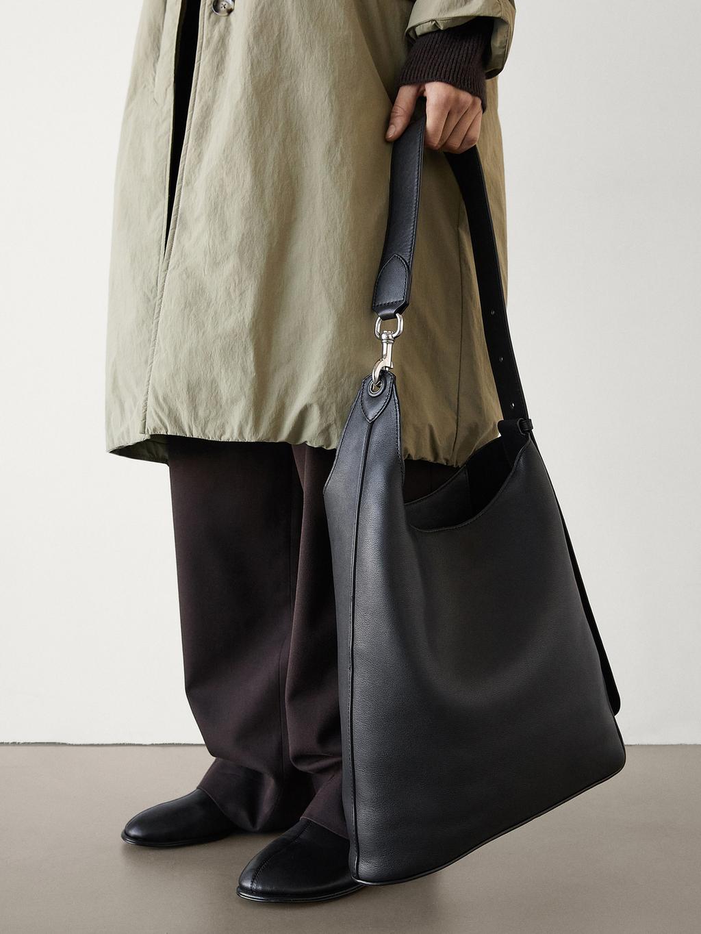 Women's Leather Shopper Bags - Massimo Dutti - US