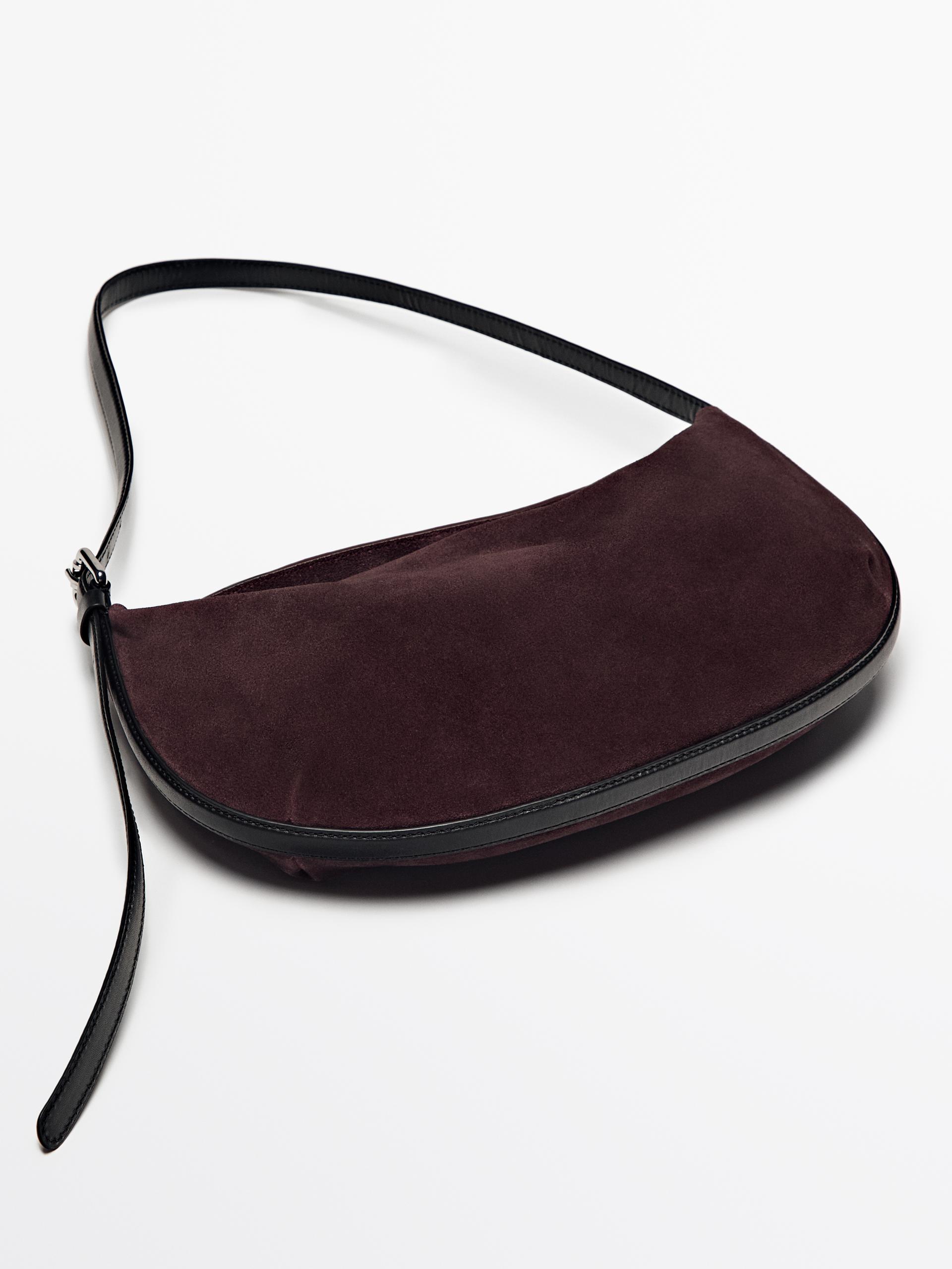 Split suede shoulder bag · Maroon · Accessories | Massimo Dutti