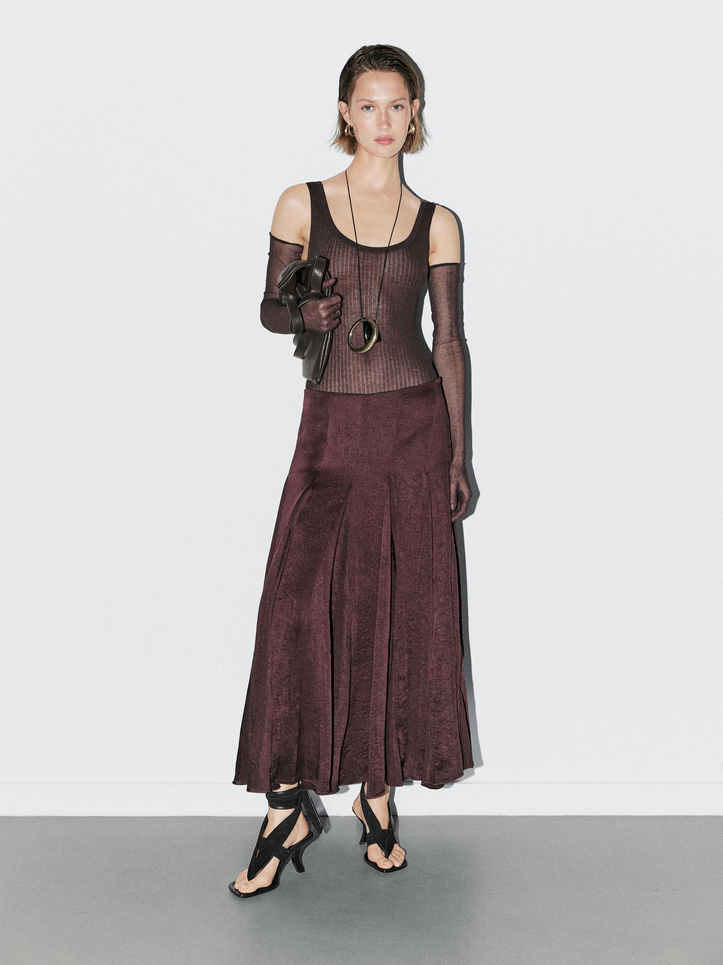 Fustă midi vaporoasă cu godeuri - STUDIO · Grena · Ochelari De Soare ...