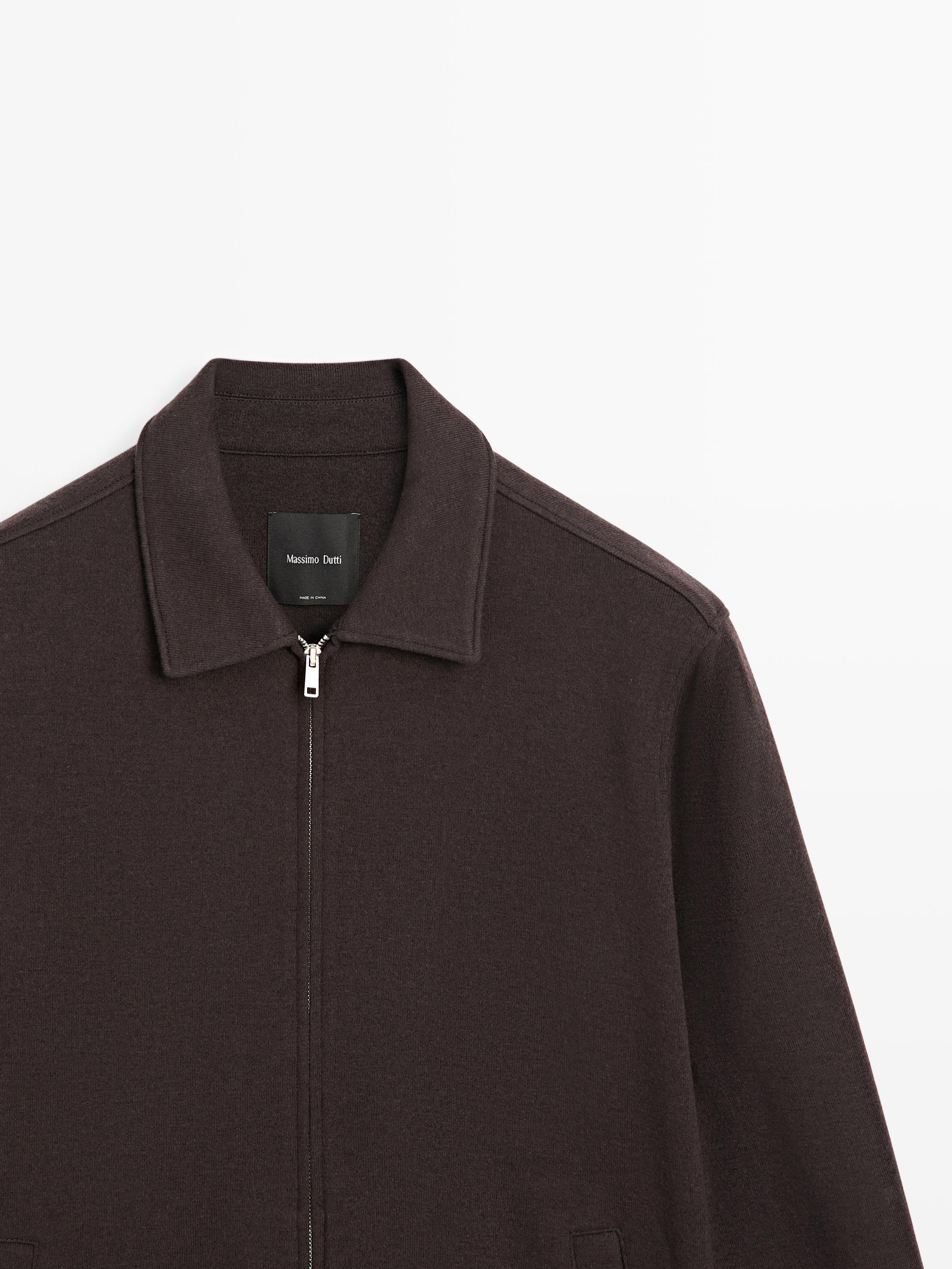 Cropped wool blend jacket · Chocolate · Polo Shirts | Massimo Dutti