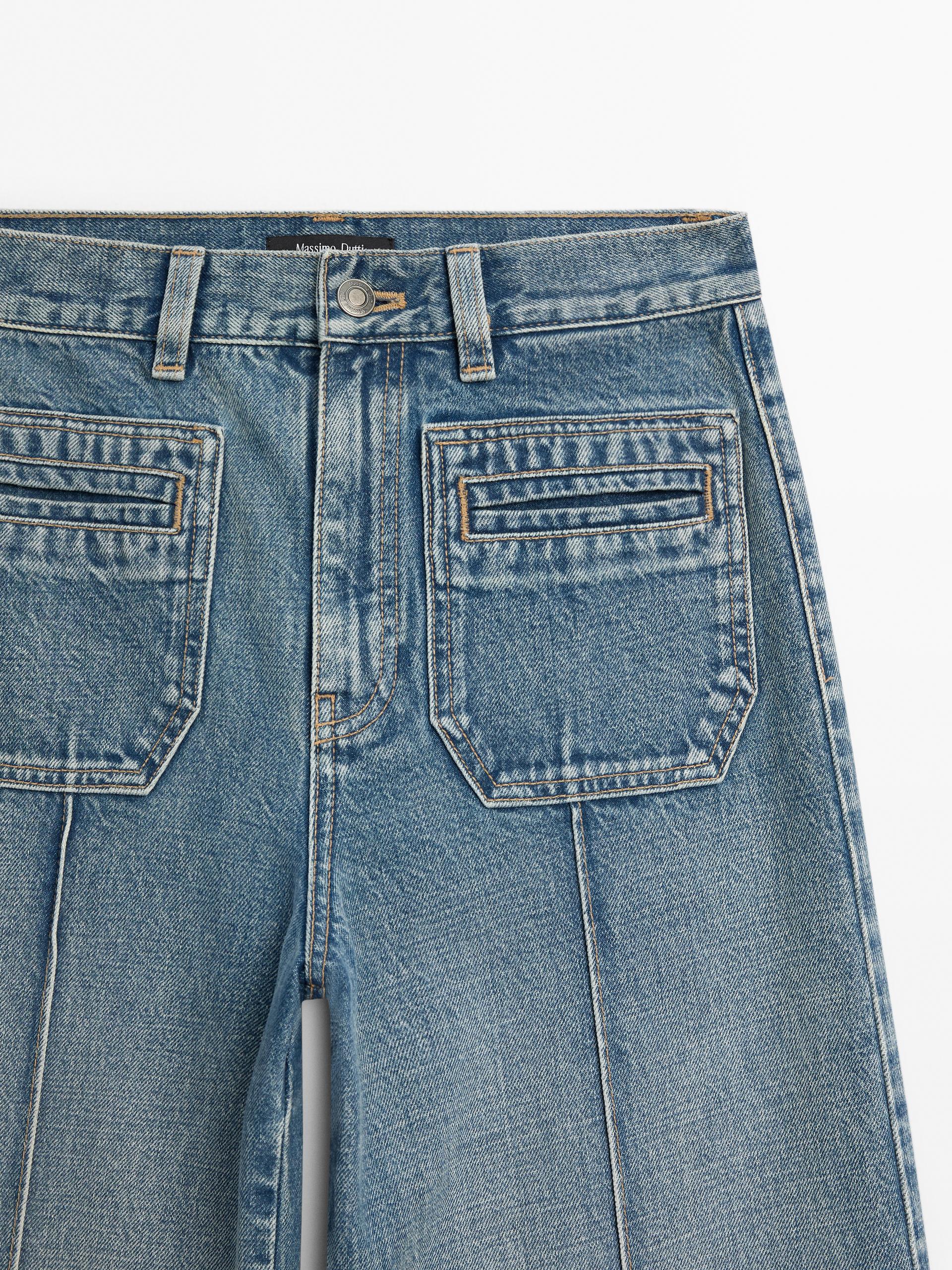 Mid-rise wide-leg jeans · Light Blue · Dressy | Massimo Dutti