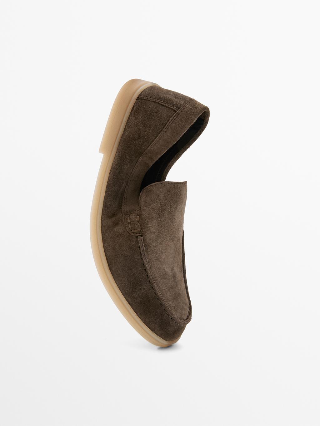 Split leather loafers · Brown · Loafer | Massimo Dutti