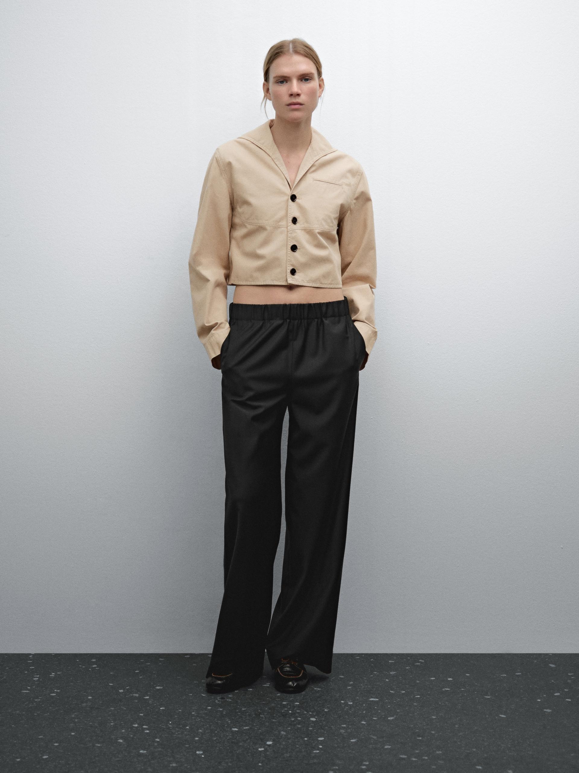Short cotton jacket with sailor collar · Sand · Coats And Jackets ...