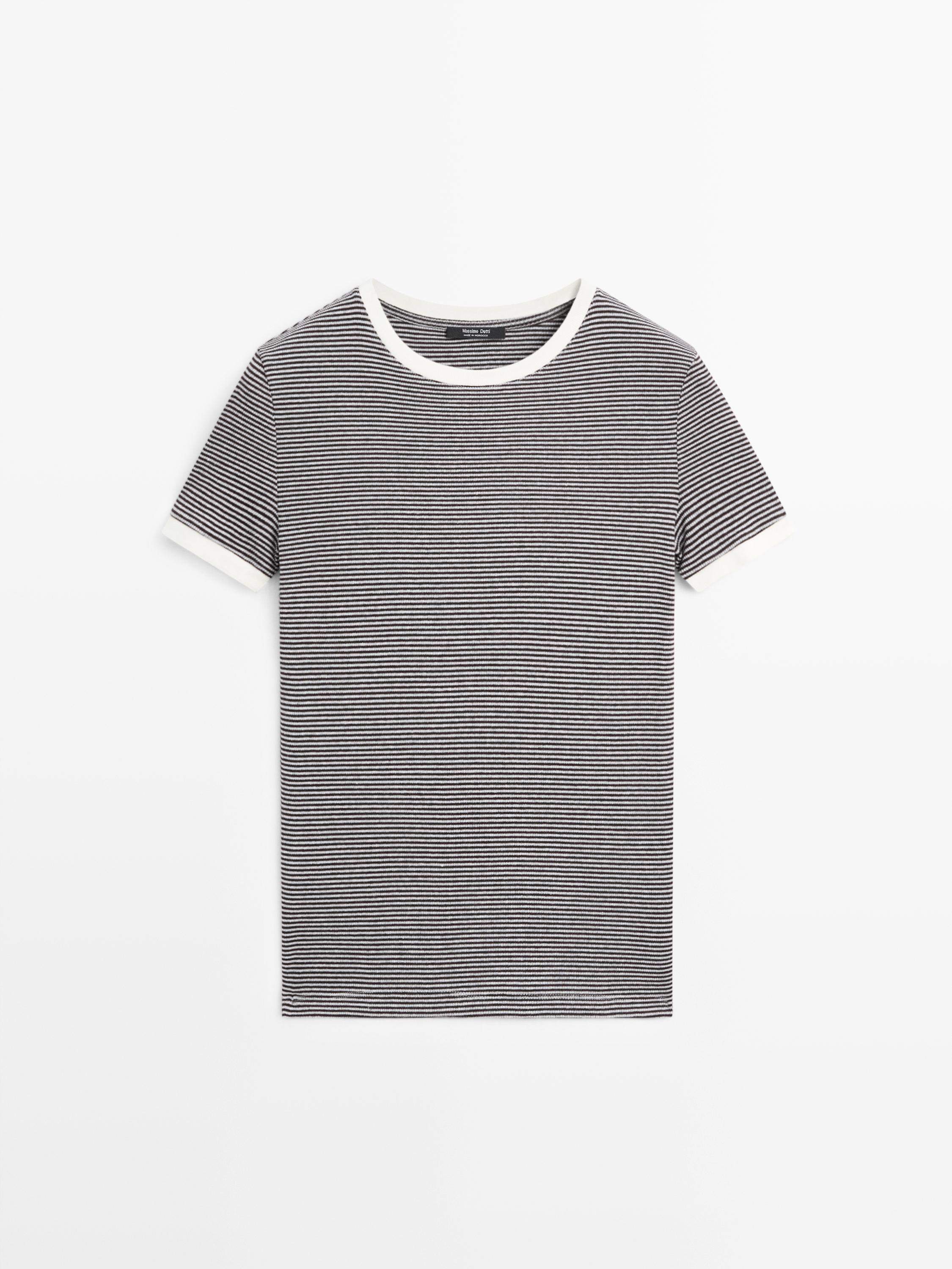 Camiseta manga corta detalle contraste · Gris · Circular | Massimo Dutti