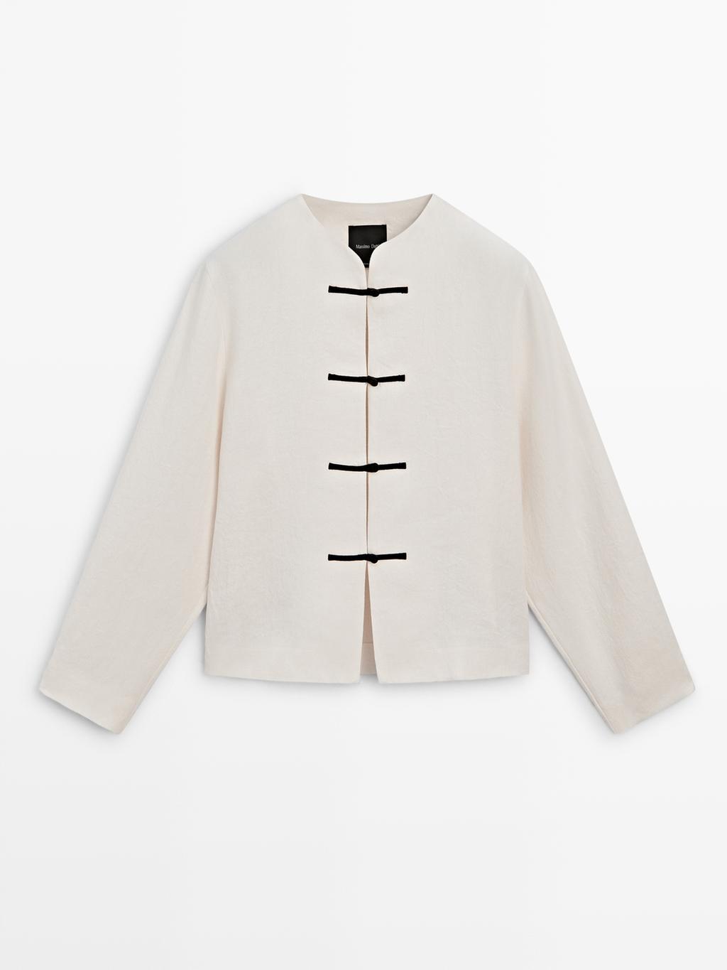 Sobrecamisa Detalle Botones Lino Crudo Blazer Massimo Dutti