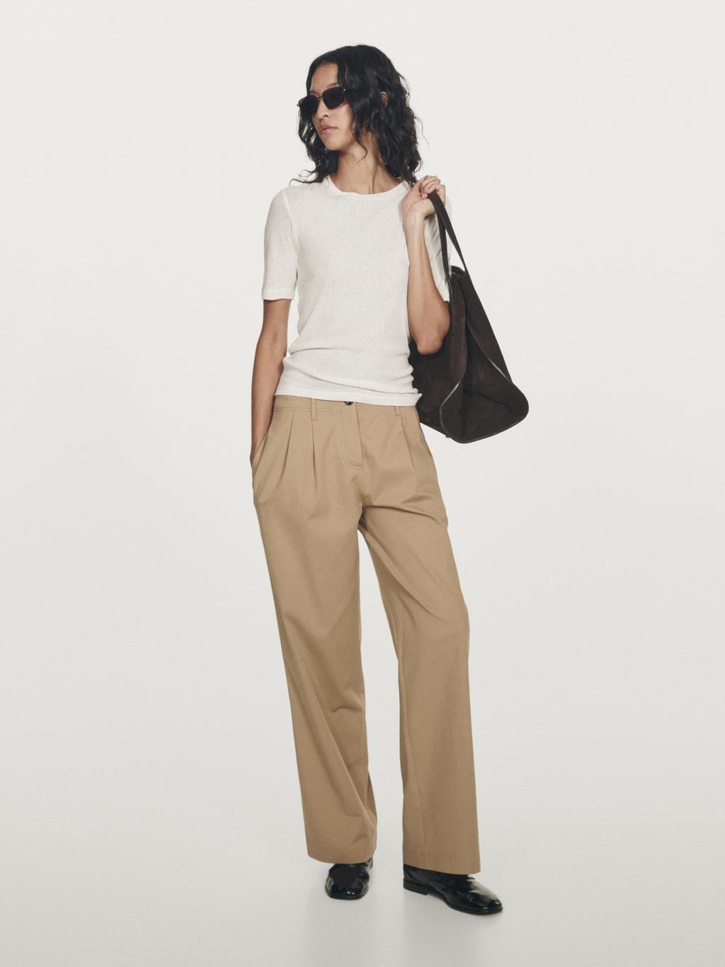 Pantalón wide leg · Camel · Pantalón | Massimo Dutti