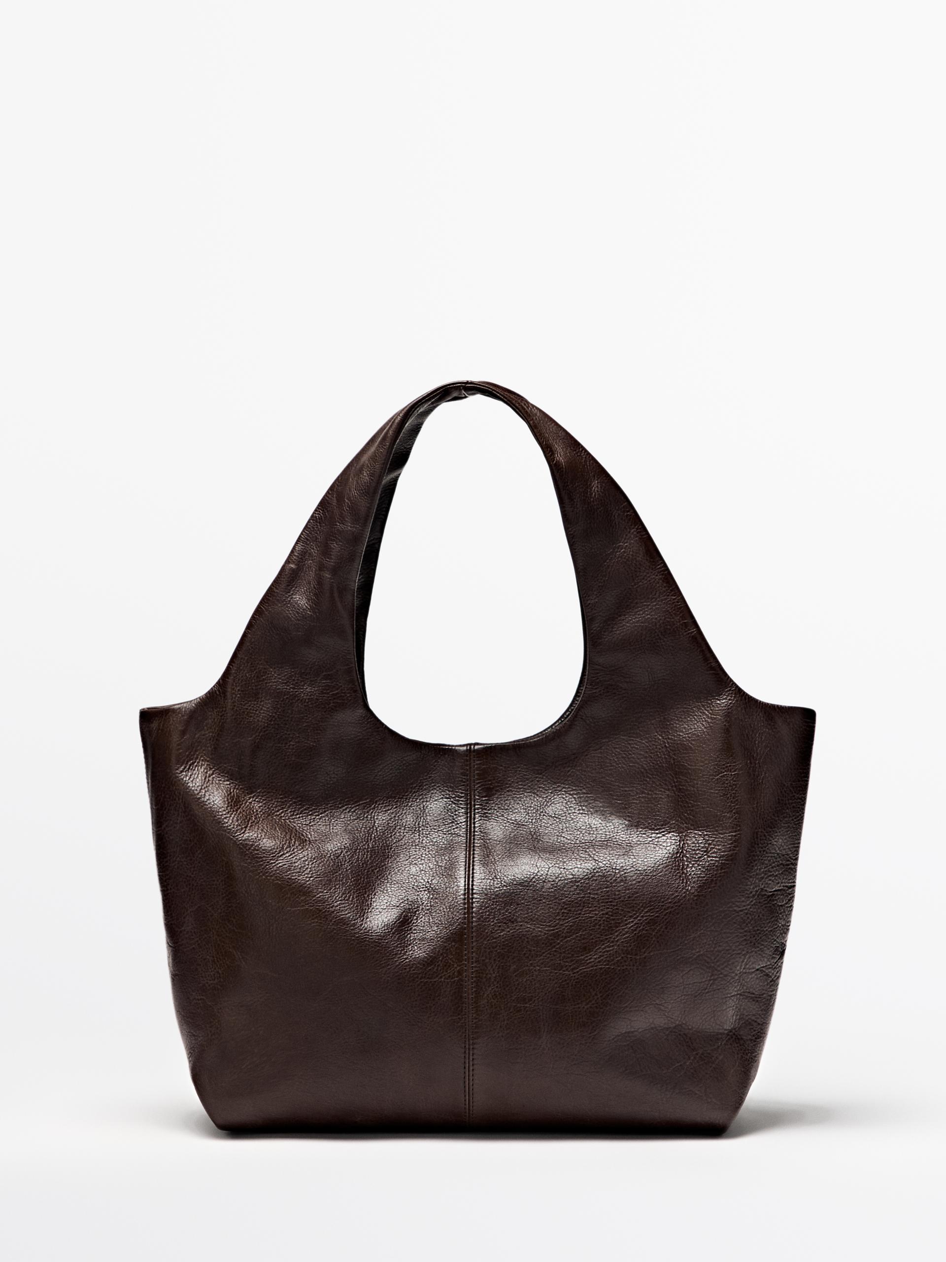Nappa leather medium bag · Brown · Bagsâ Andâ Backpacks | Massimo Dutti