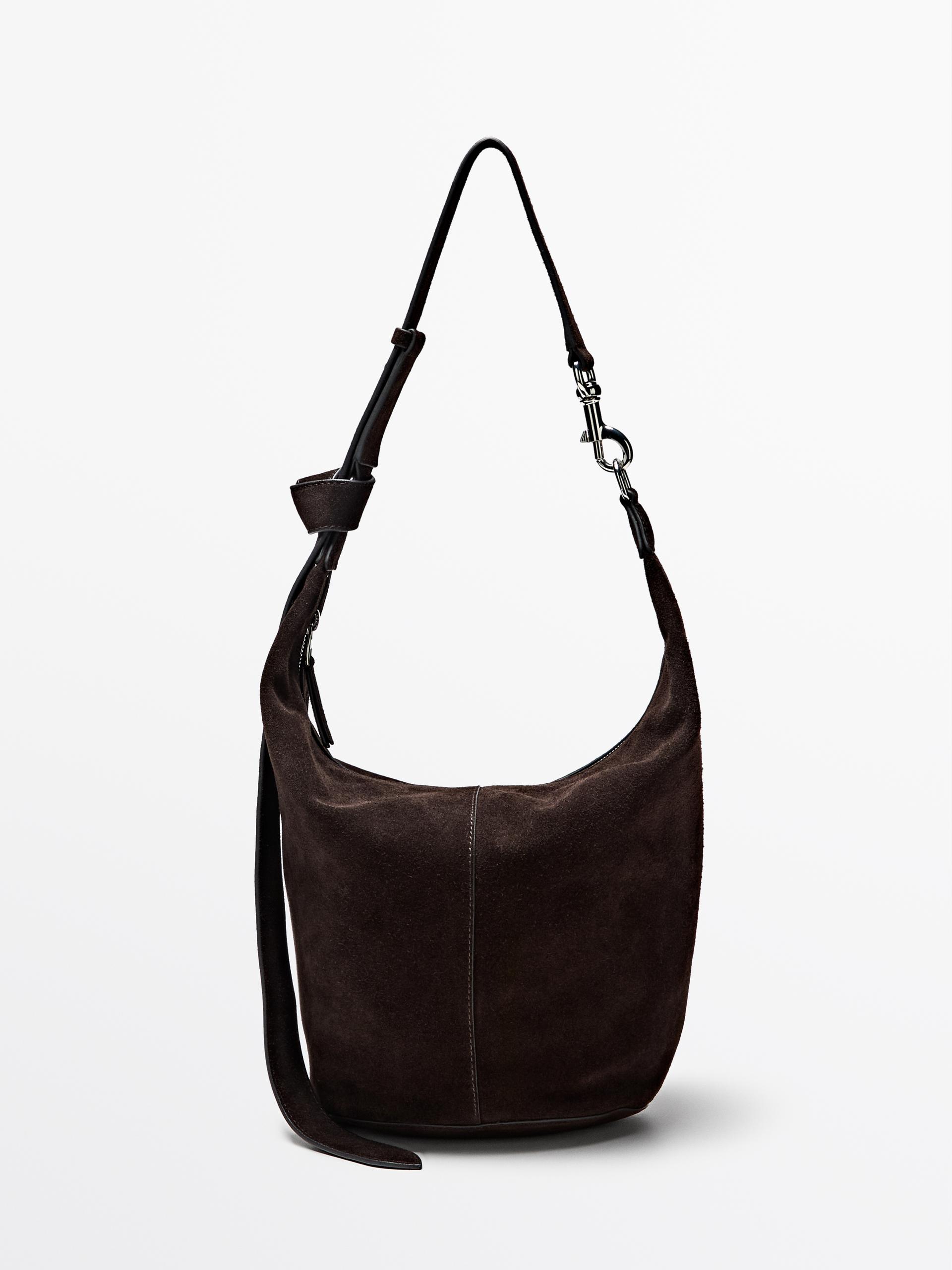 Split suede leather bucket bag · Chocolate · Bagsâ Andâ Backpacks ...