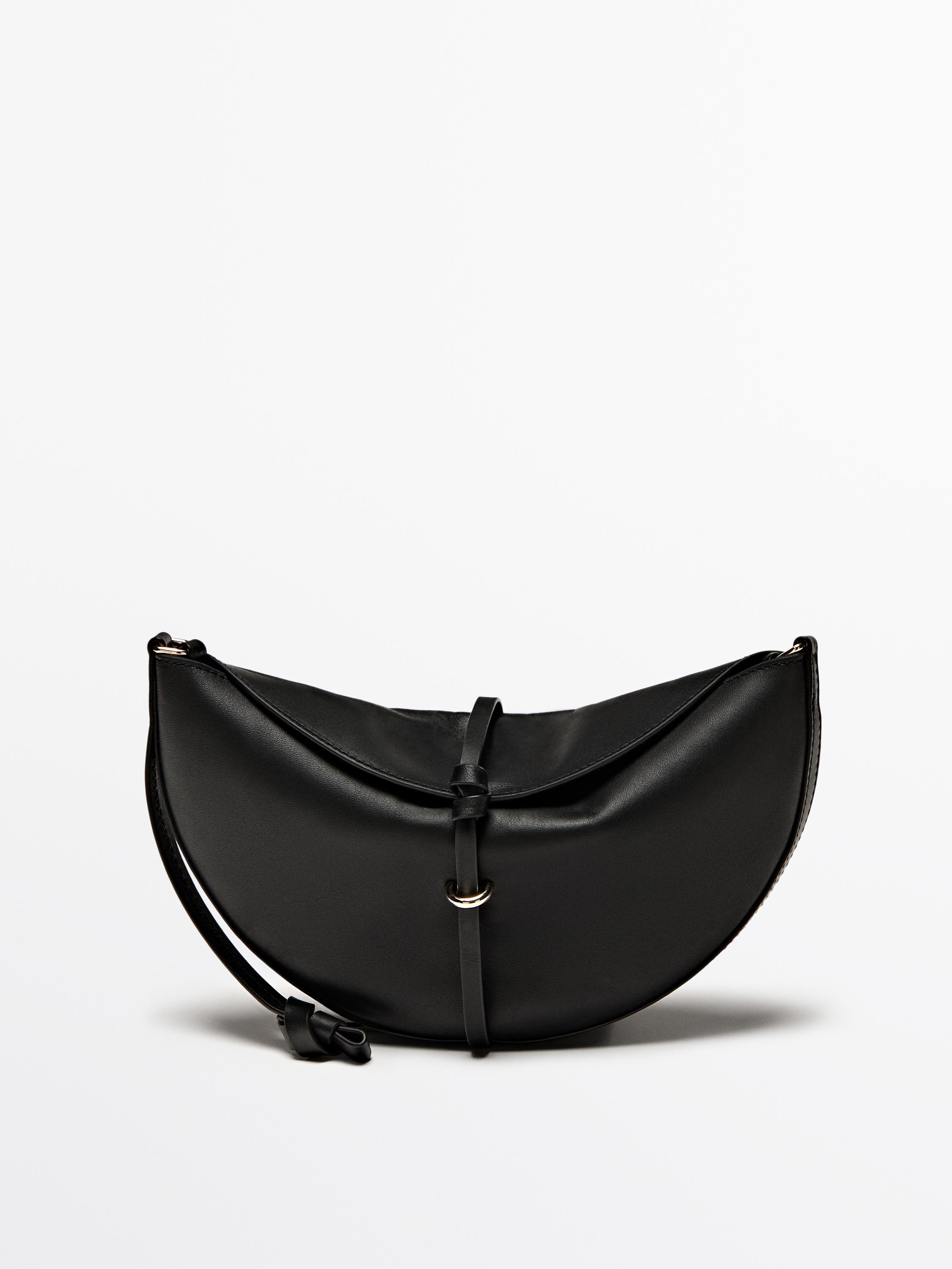 Mala mini em meia lua pele napa · Preto, Branco · Acessórios | Massimo ...