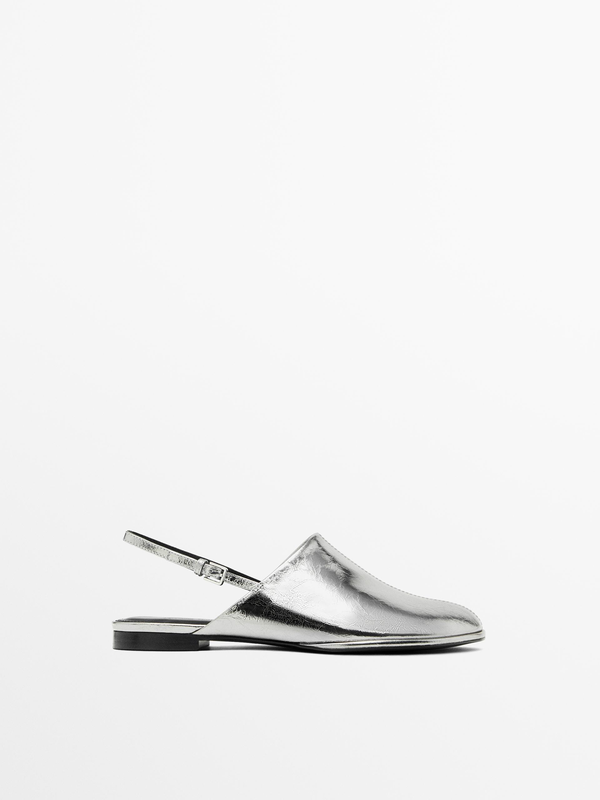 Metallic flat shoes · Silver · Flat Shoes | Massimo Dutti