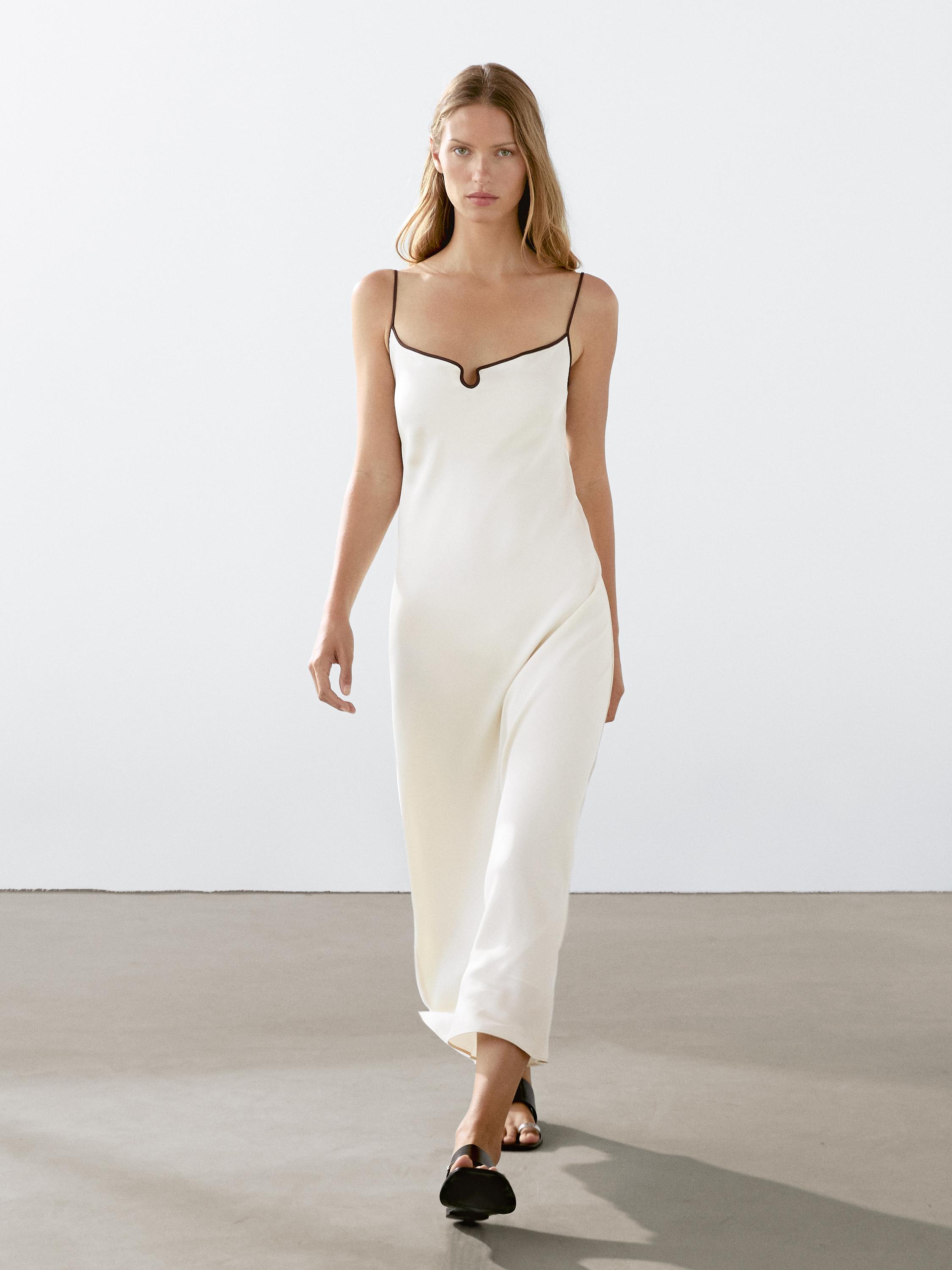Satin camisole midi dress · Champagne · Smart / Dresses And Jumpsuits | Massimo Dutti