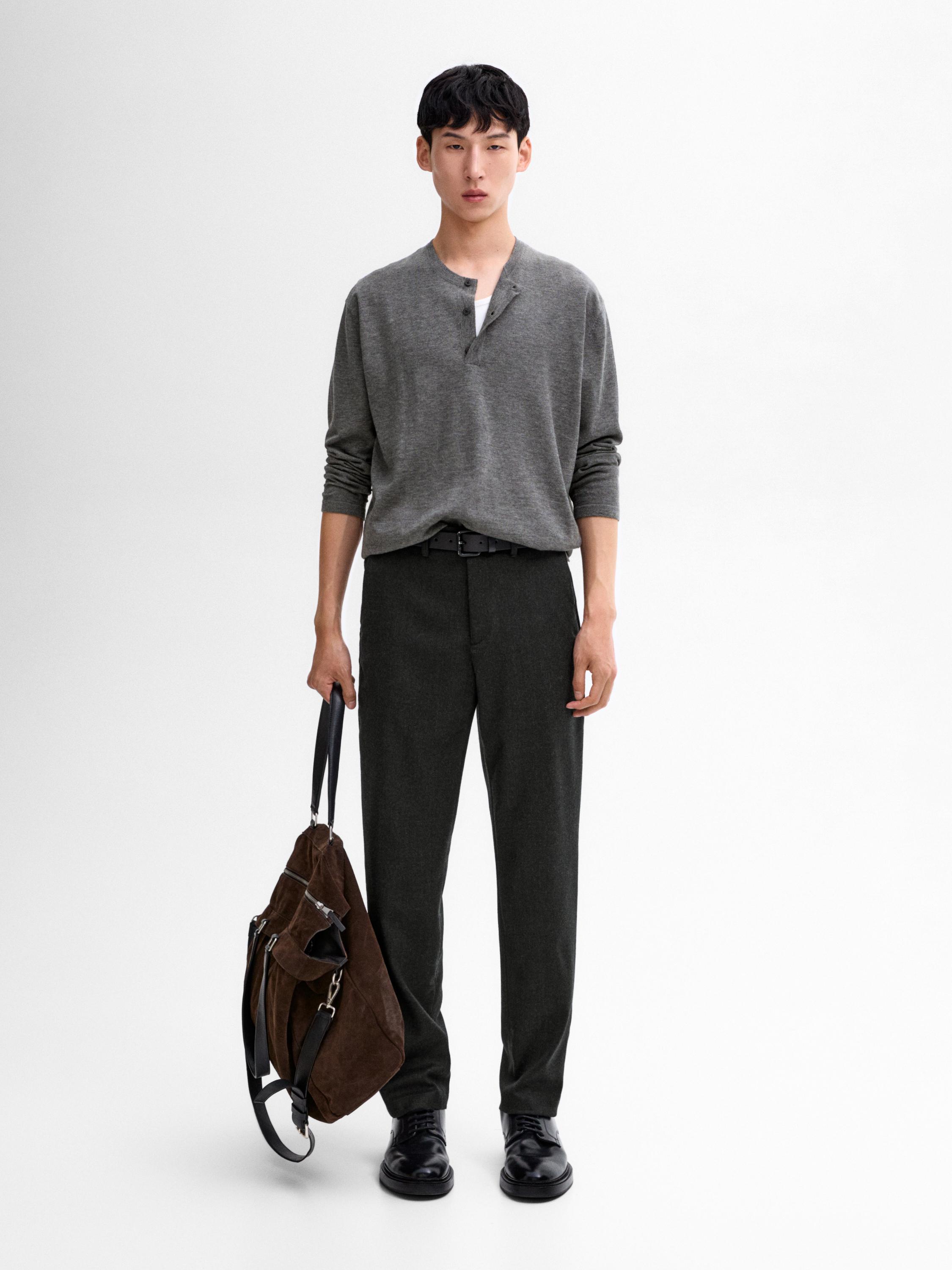 Polo neck button-down jumper · สีเทาชาร์โคล, สีเทา · Sweaters And ...