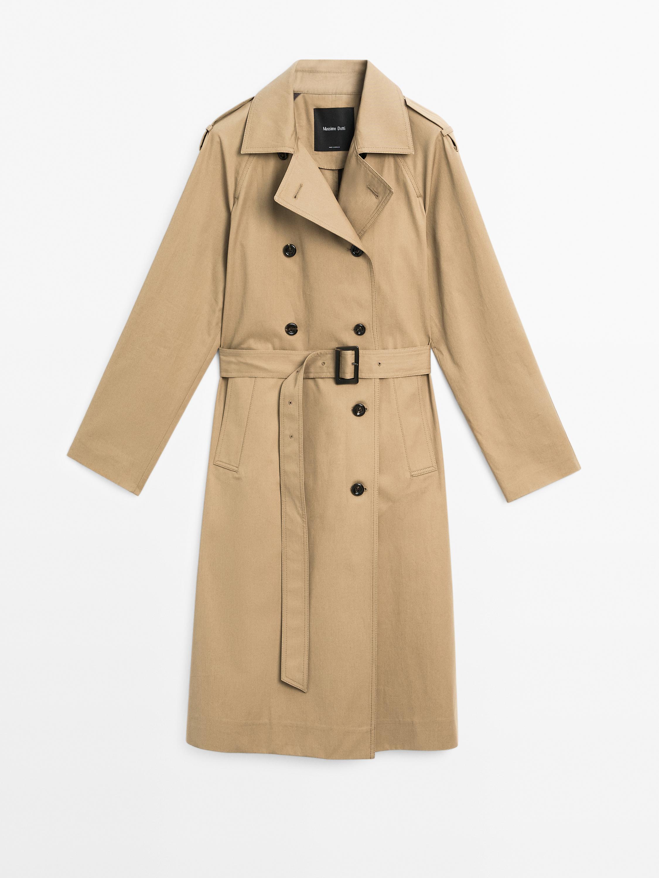 Gabardina 100% algodão · Castanho · Sobretudos E Casacos | Massimo Dutti