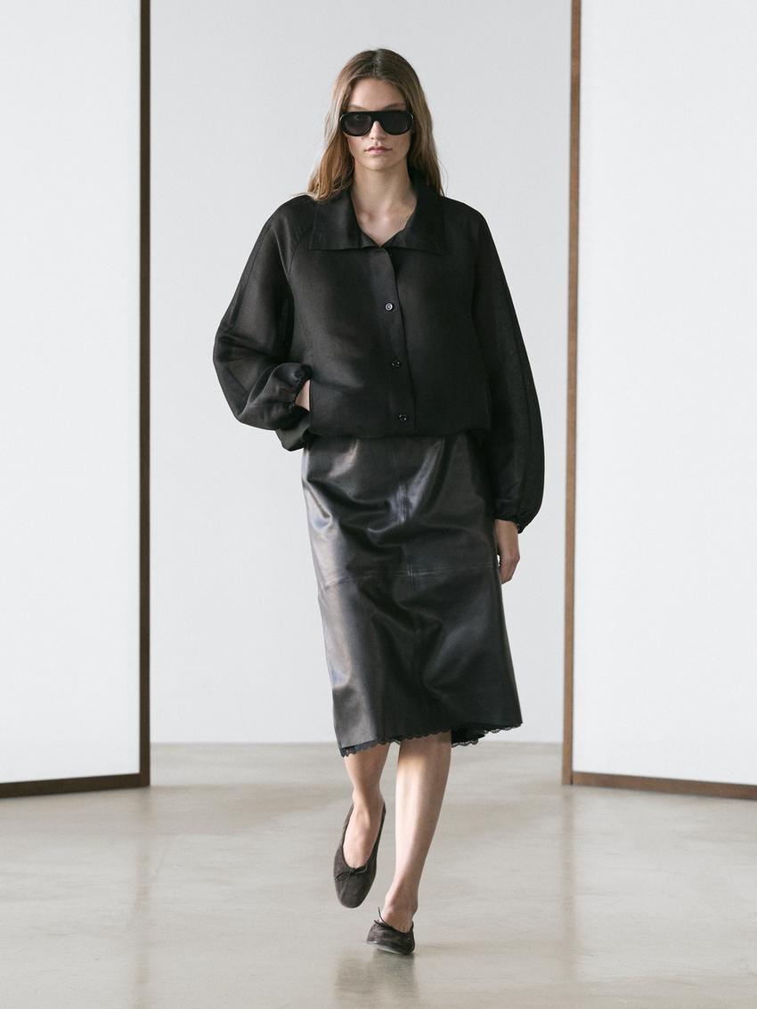 Chaqueta bomber lino seda · Negro · Abrigos Y Chaquetas | Massimo Dutti