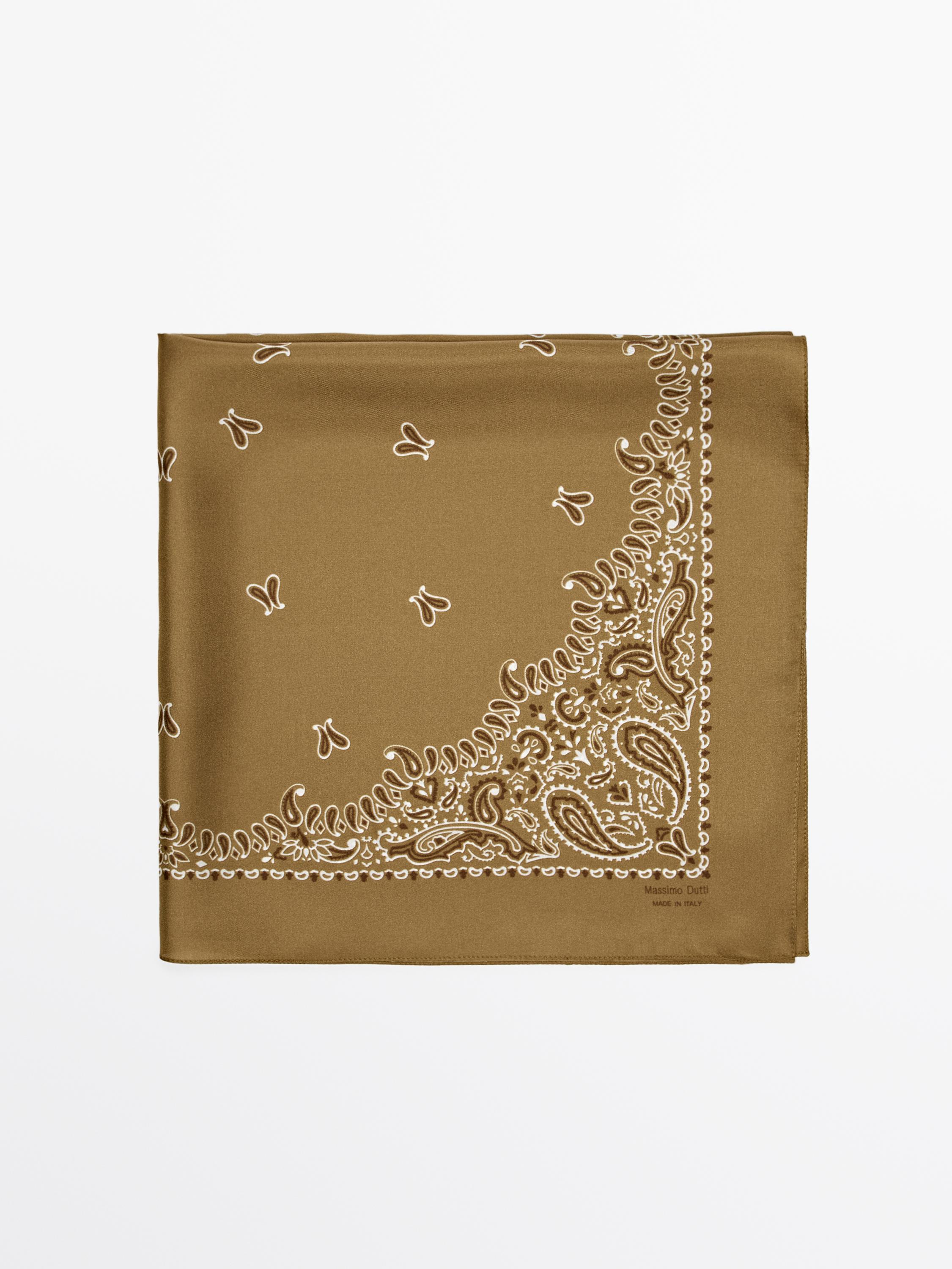 Paisley print 100% silk bandana · Mustard Yellow, Blue, Chocolate ...