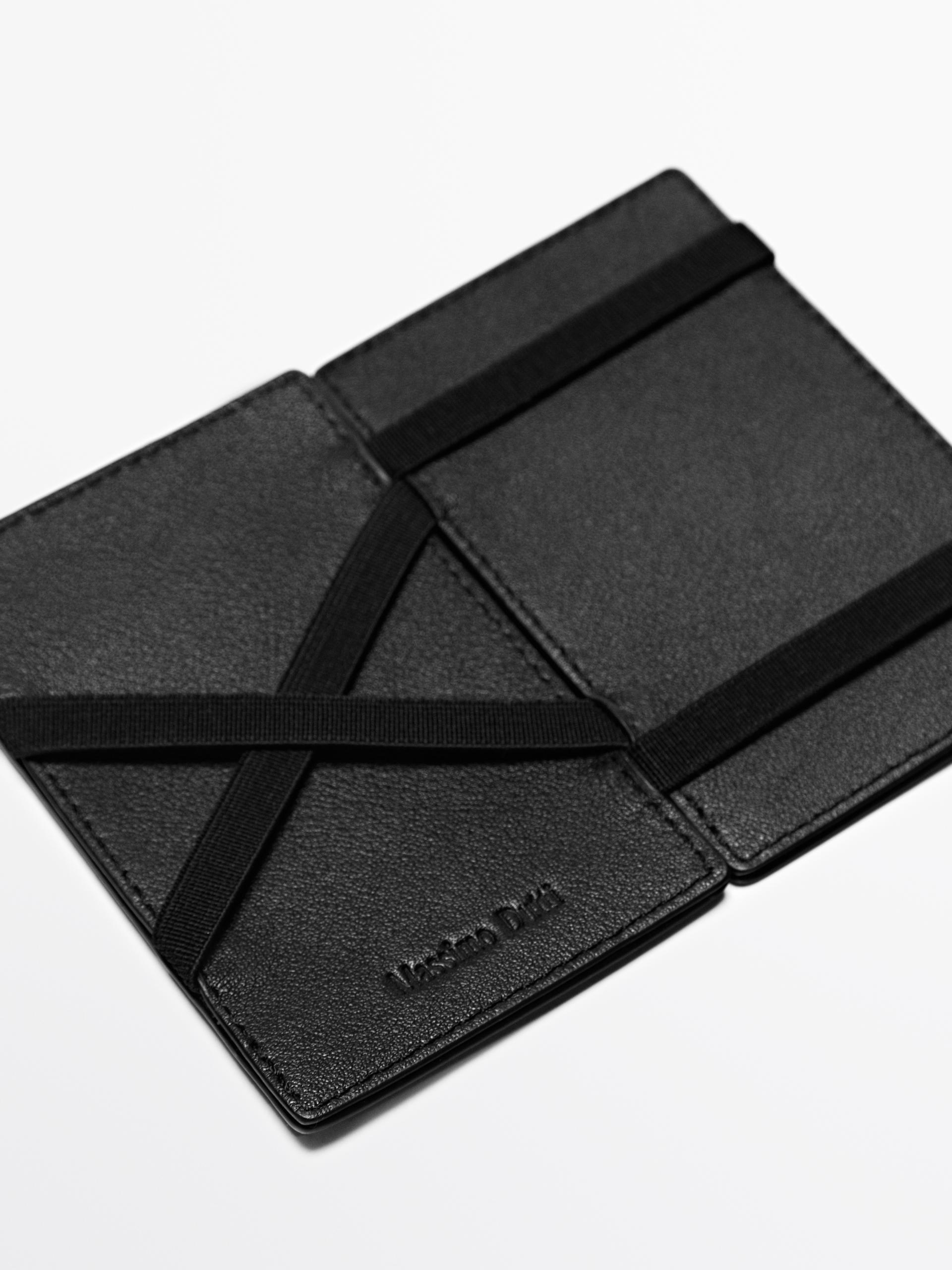 Vertical ‘magic’ nappa leather wallet · ดำ · Accessories | Massimo Dutti
