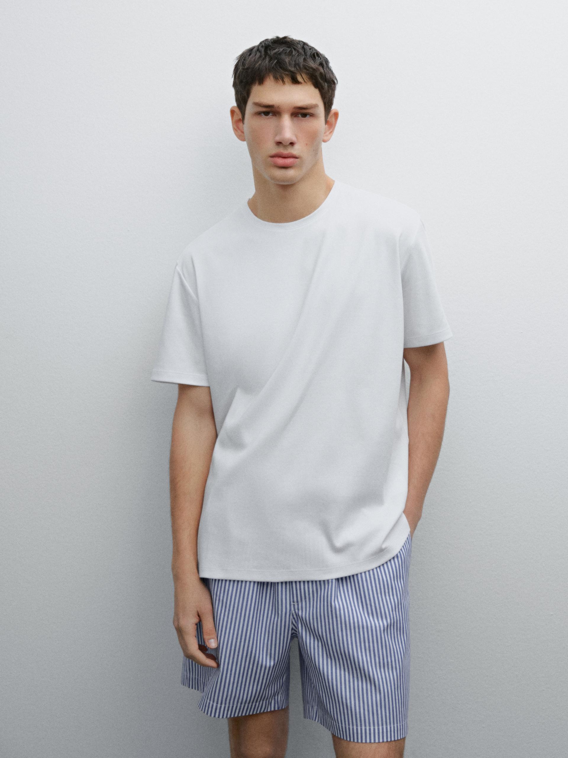 Pijama camiseta manga corta pantalón rayas · Azul · Ropa Interior ...