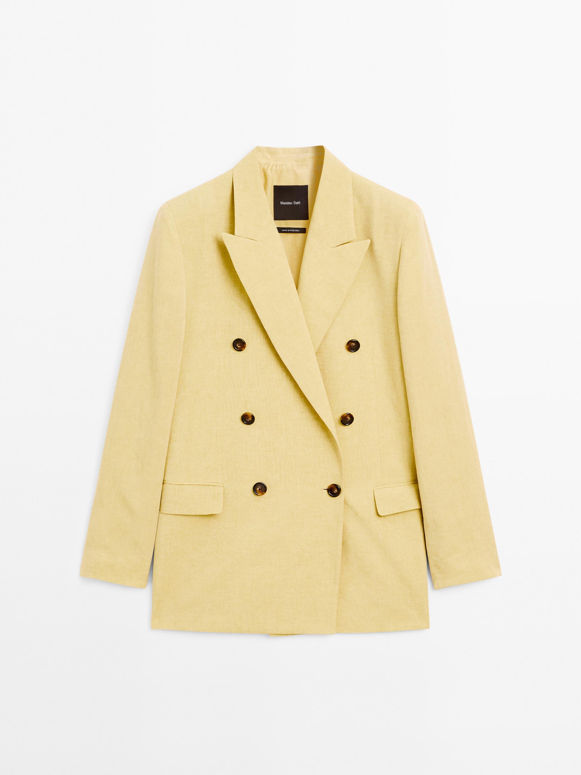 Double-breasted blazer · Lemon Yellow · Dressy | Massimo Dutti