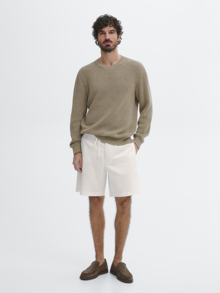 Paxta va zigʻir atalash matodan ichki bogʻichli Bermuda shortik · Oq ...