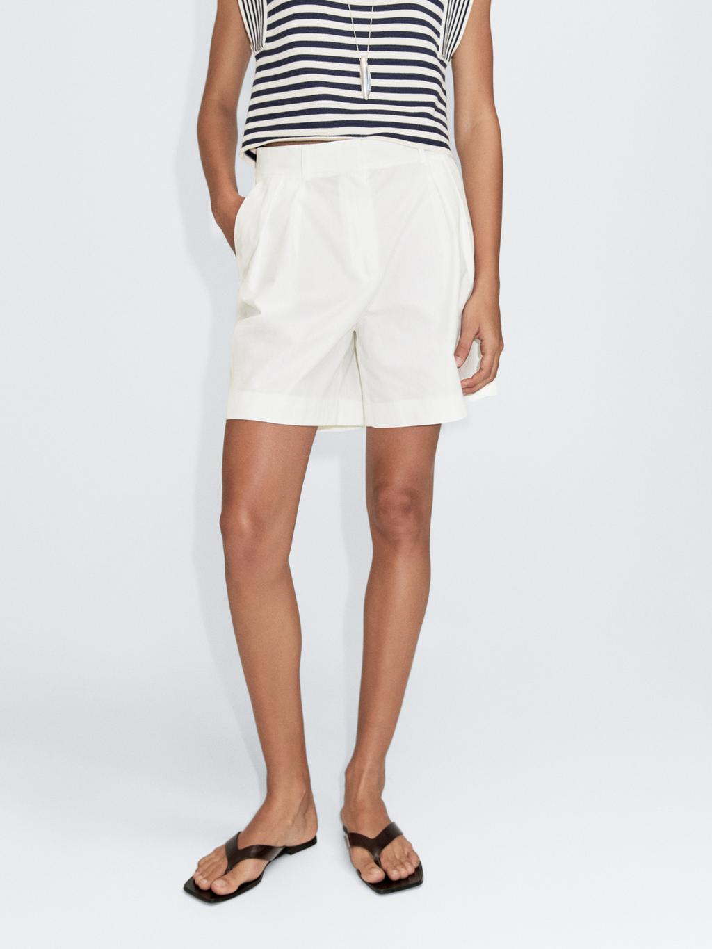 Bermuda pinzas 100% algodón · Blanco · Bermudas | Massimo Dutti