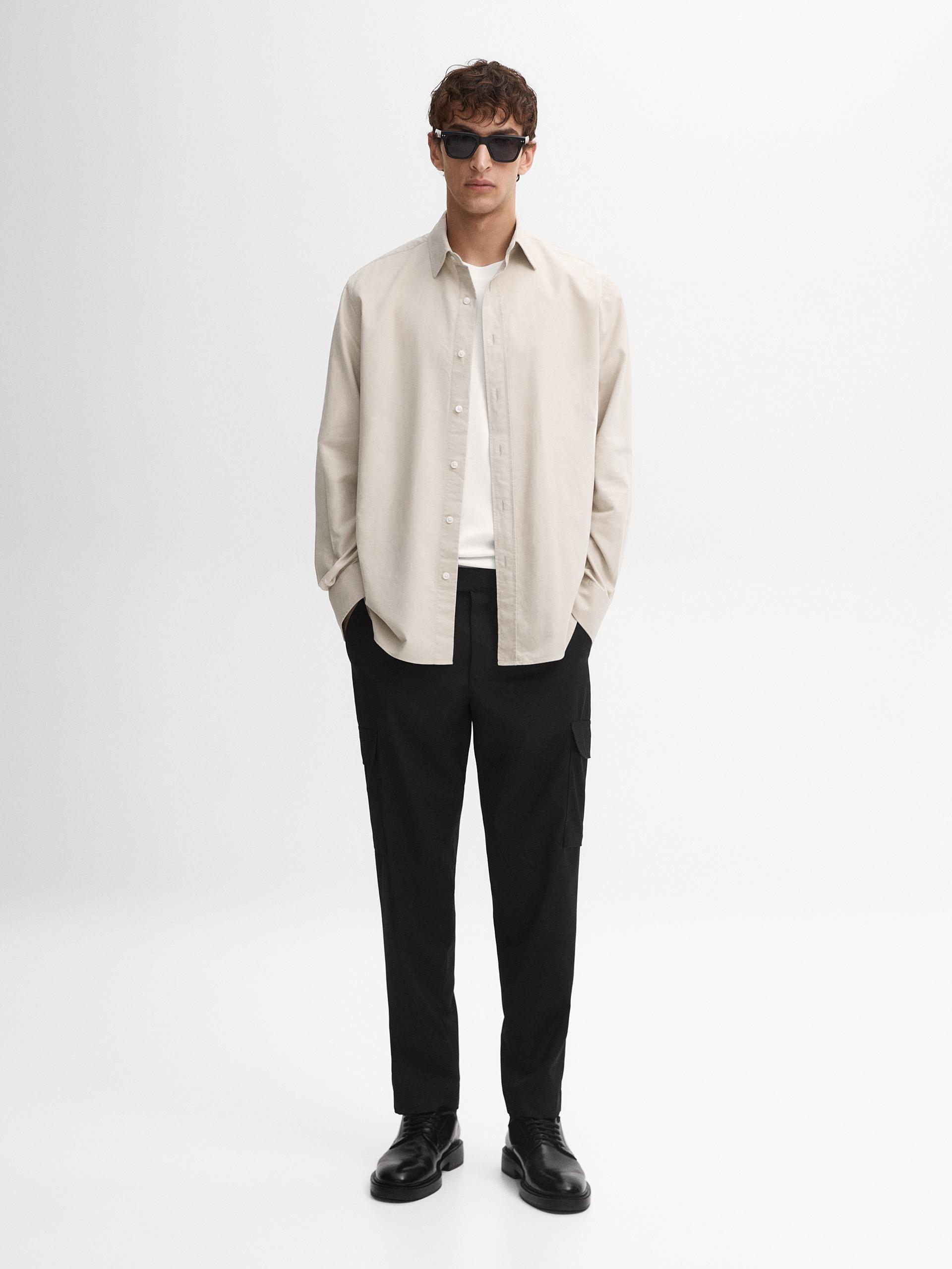 100% cotton shirt · Beige, Blue, Anthracite Grey · Shirts | Massimo Dutti