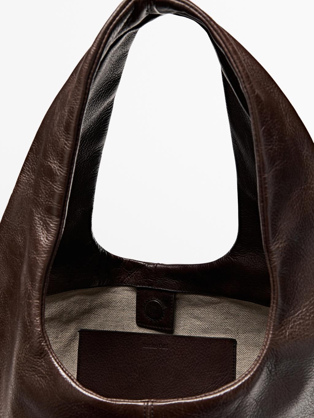 Medium nappa leather bag · Ყავისფერი · Bagsâ Andâ Backpacks | Massimo Dutti