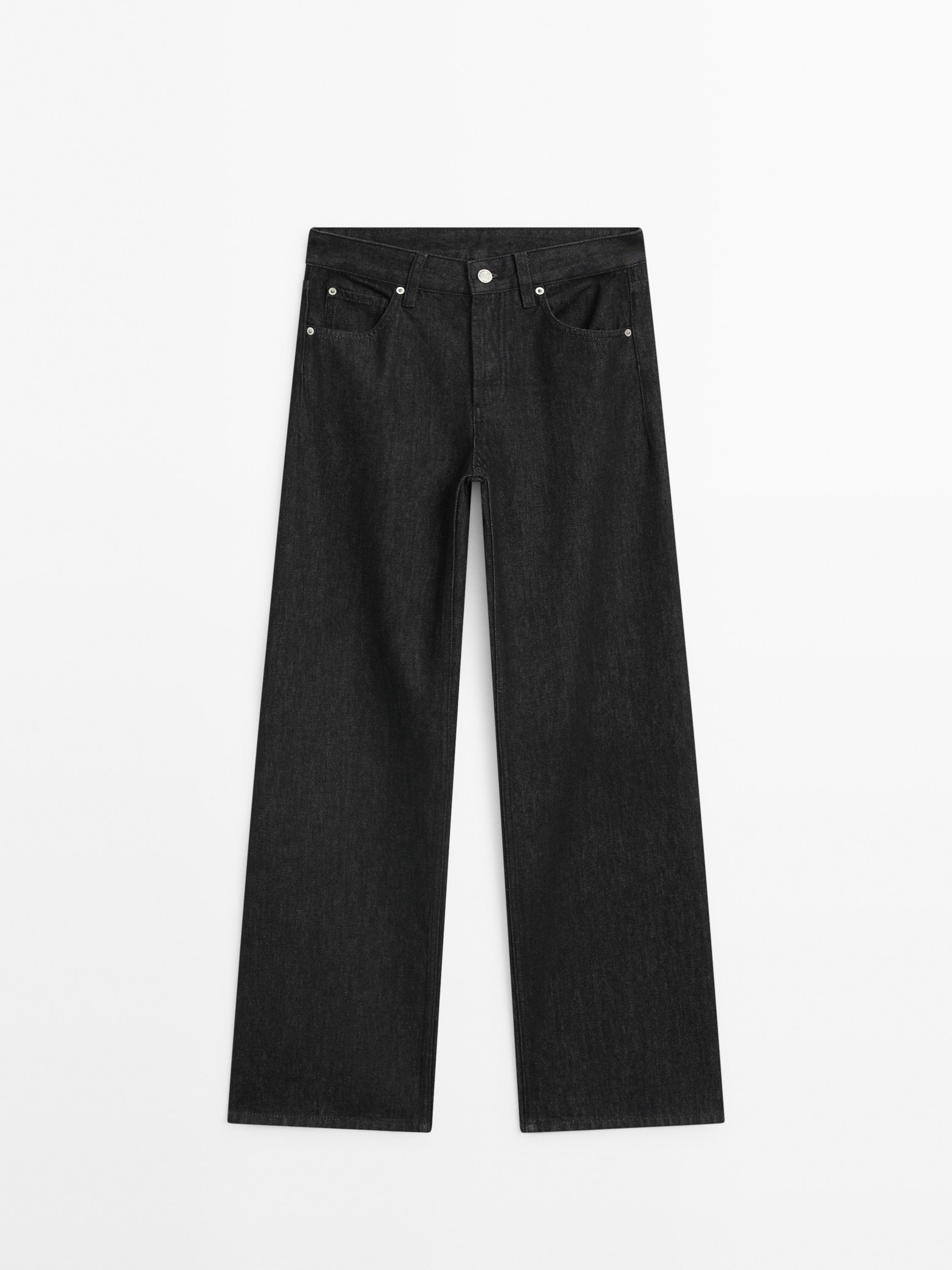 Tejano wide leg full lenght 100% algodón · Negro · Vestir | Massimo Dutti