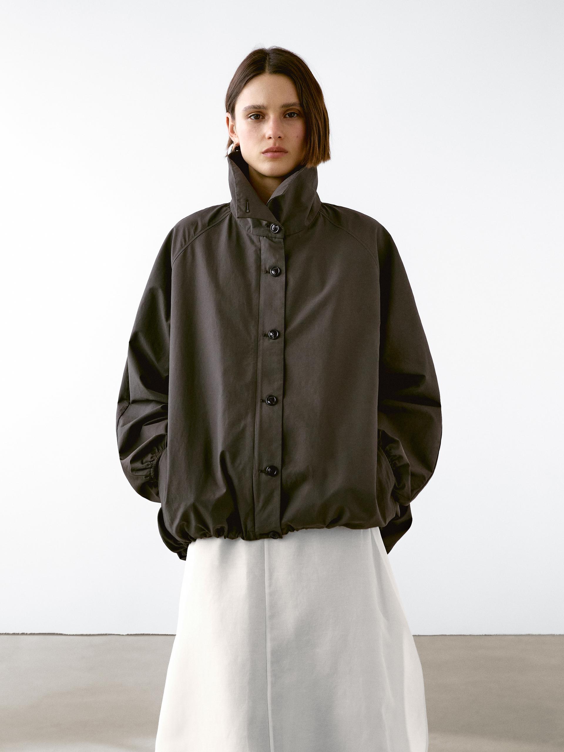 Cotton blend parka with puff detail · Brown · Coats | Massimo Dutti