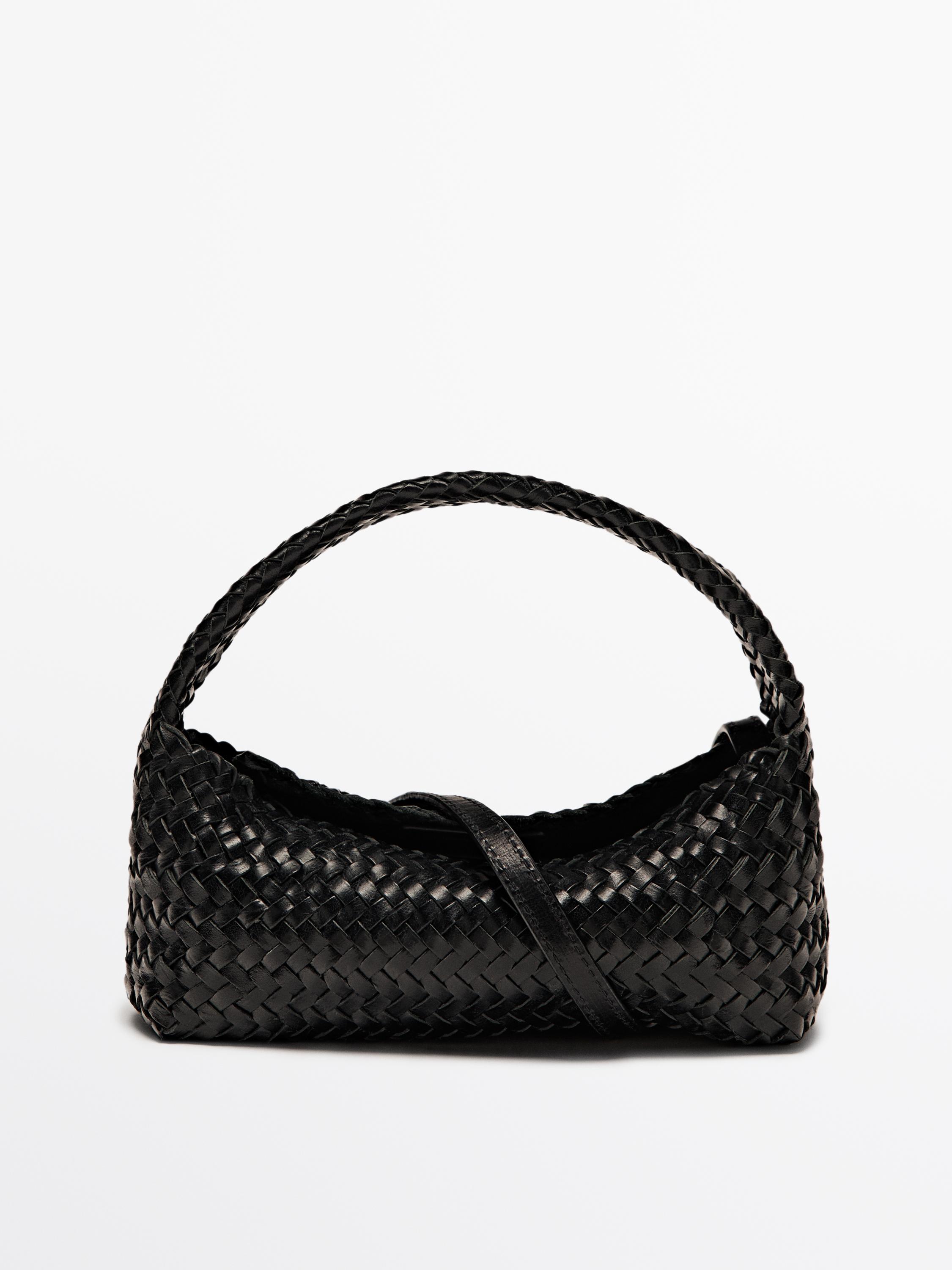 Nappa leather mini croissant bag · Black, Leather, White · Accessories ...