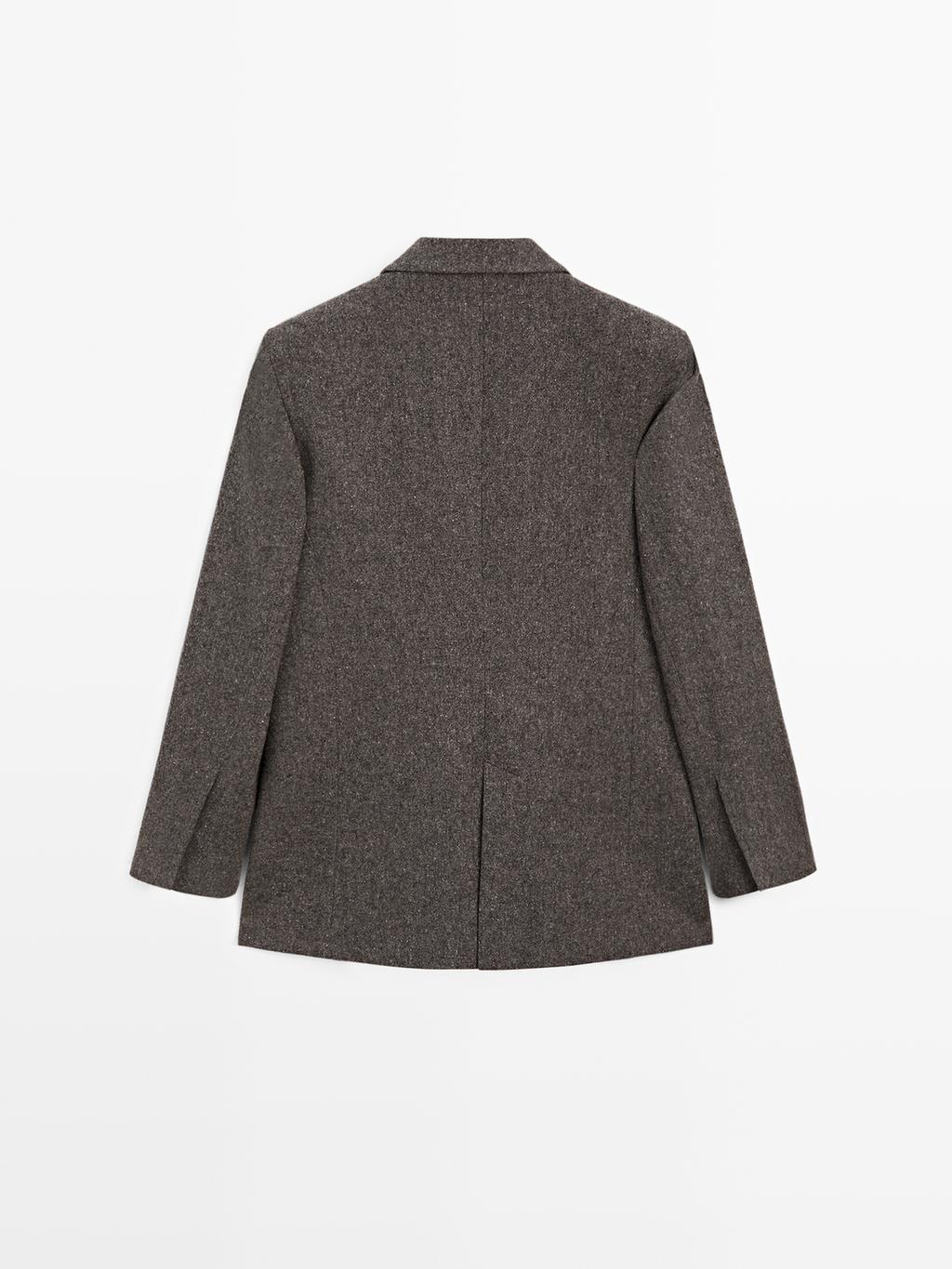 Knickerbocker yarn effect suit blazer · Chocolate · Dressy | Massimo Dutti