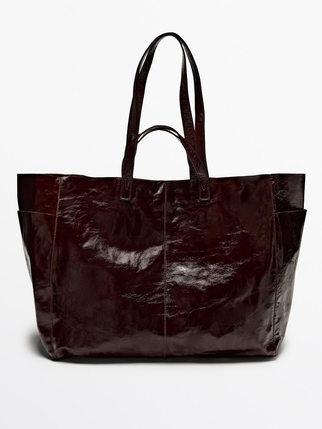 Women's Leather Shopper Bags - Massimo Dutti - US