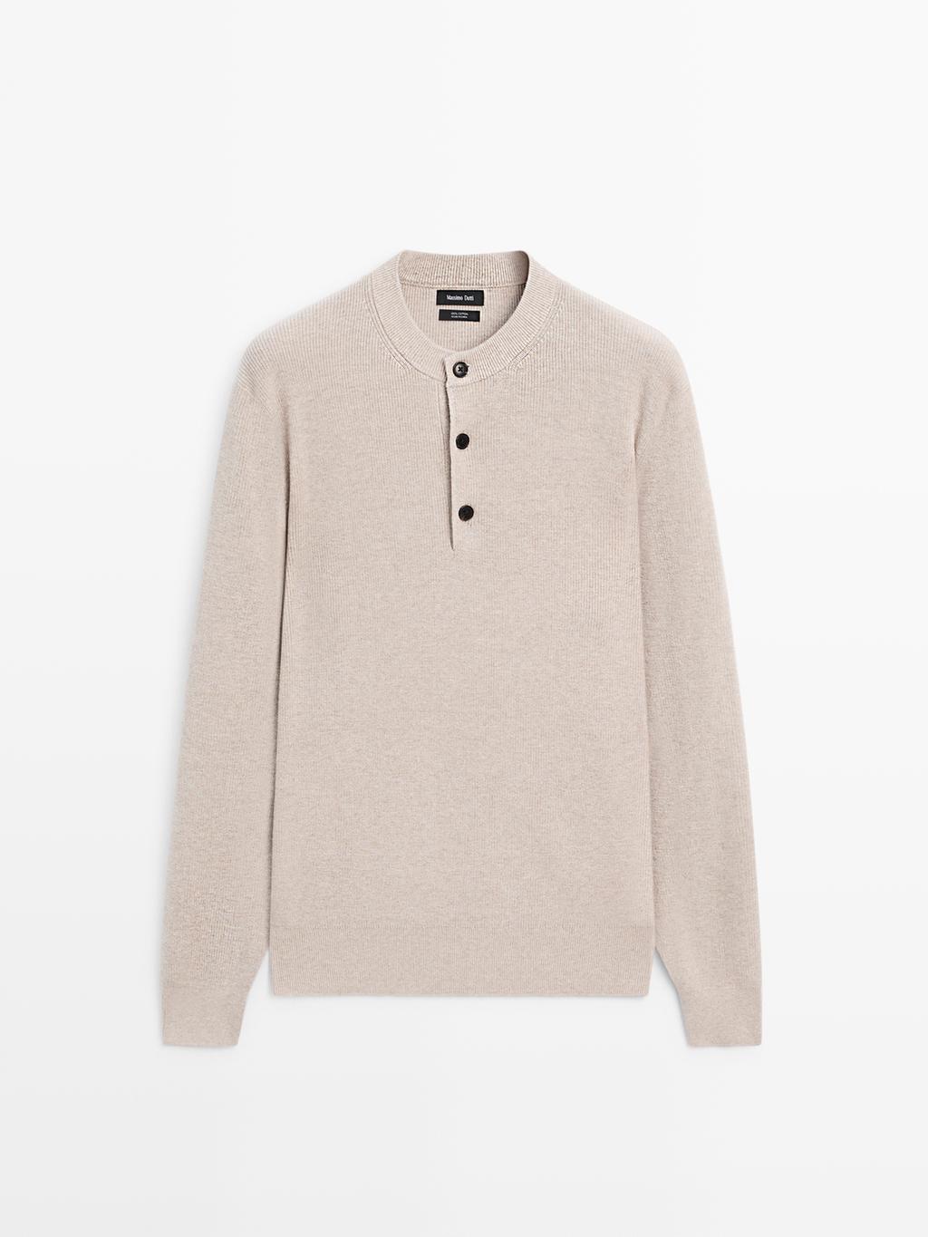 Pulovër e hollë 100% pambuk · Bezhë · Sweaters | Massimo Dutti