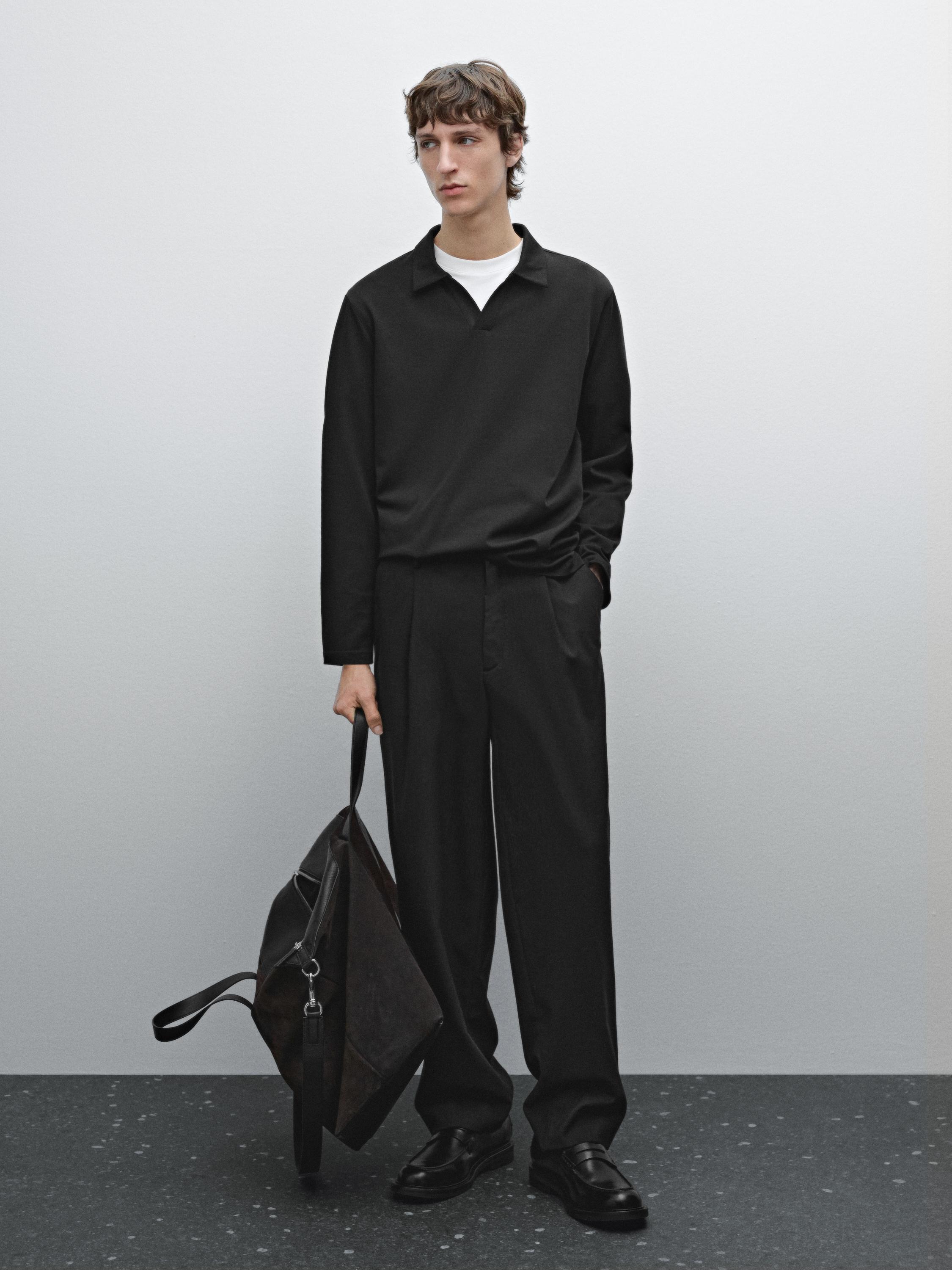 Polos color negro para hombre - Massimo Dutti - PE