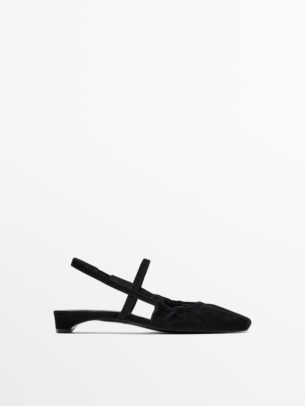 Slingback ballet flats with instep strap · Black, Cream · Flat Shoes ...
