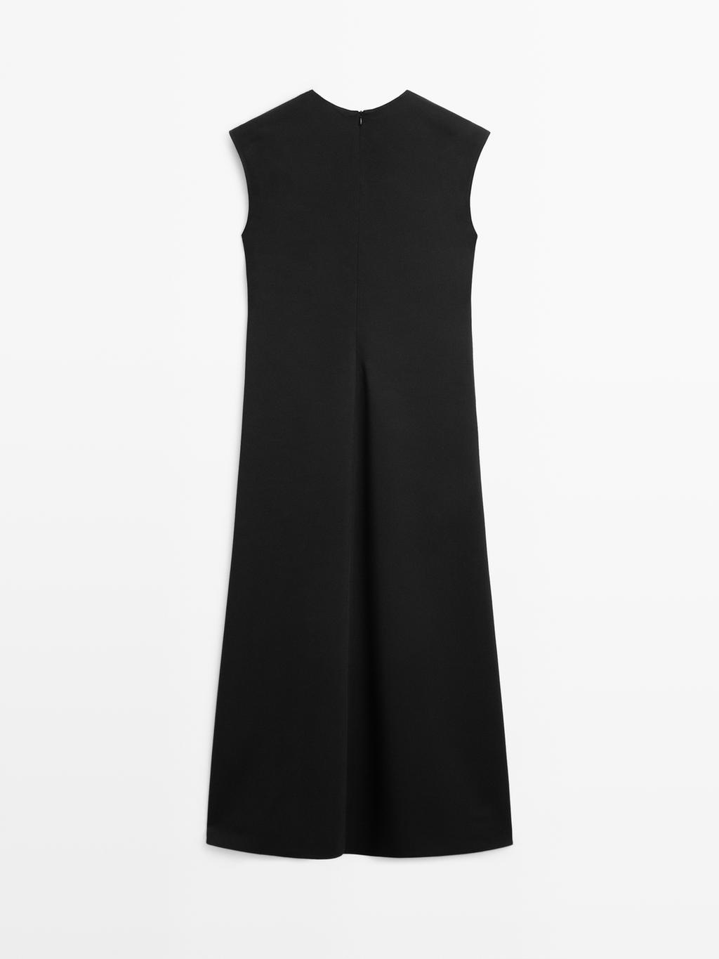 Vestido fluido manga corta · Negro · Vestidos | Massimo Dutti