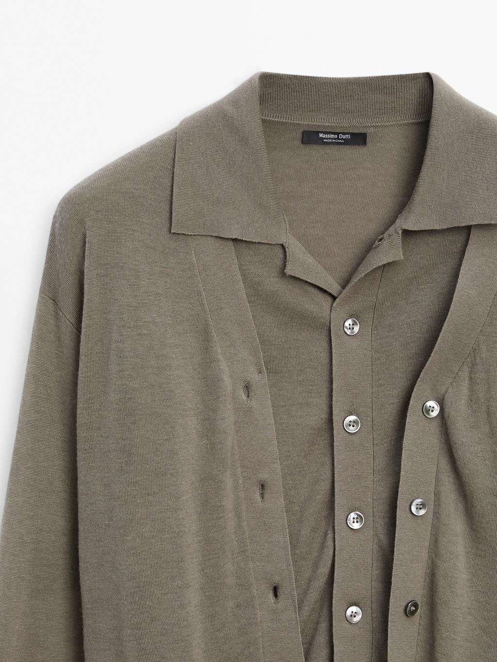 Wool multiway knit cardigan - STUDIO · Greenish, Red, Burgundy ...