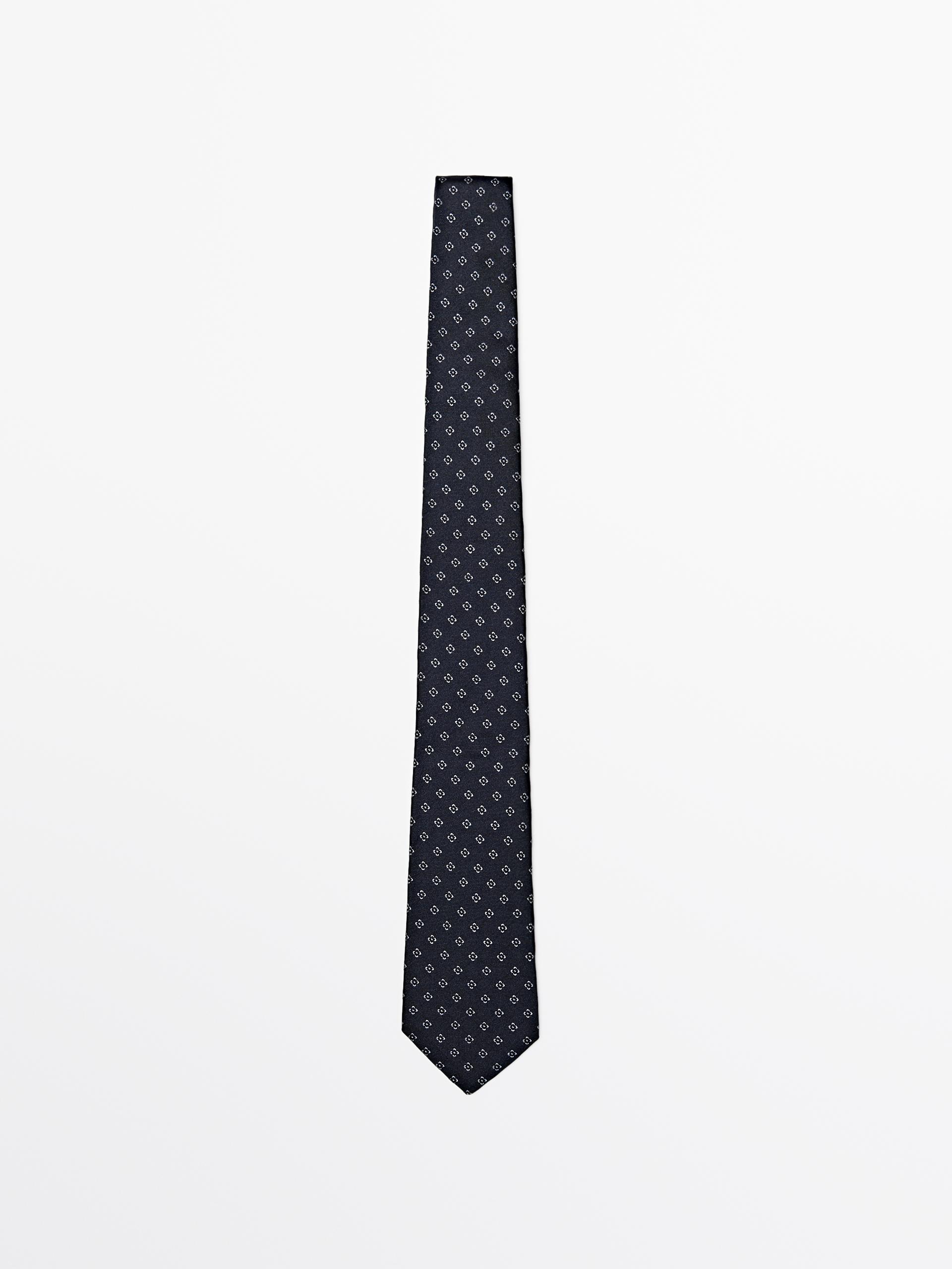 100% mulberry silk tie · Navy Blue · Accessories | Massimo Dutti