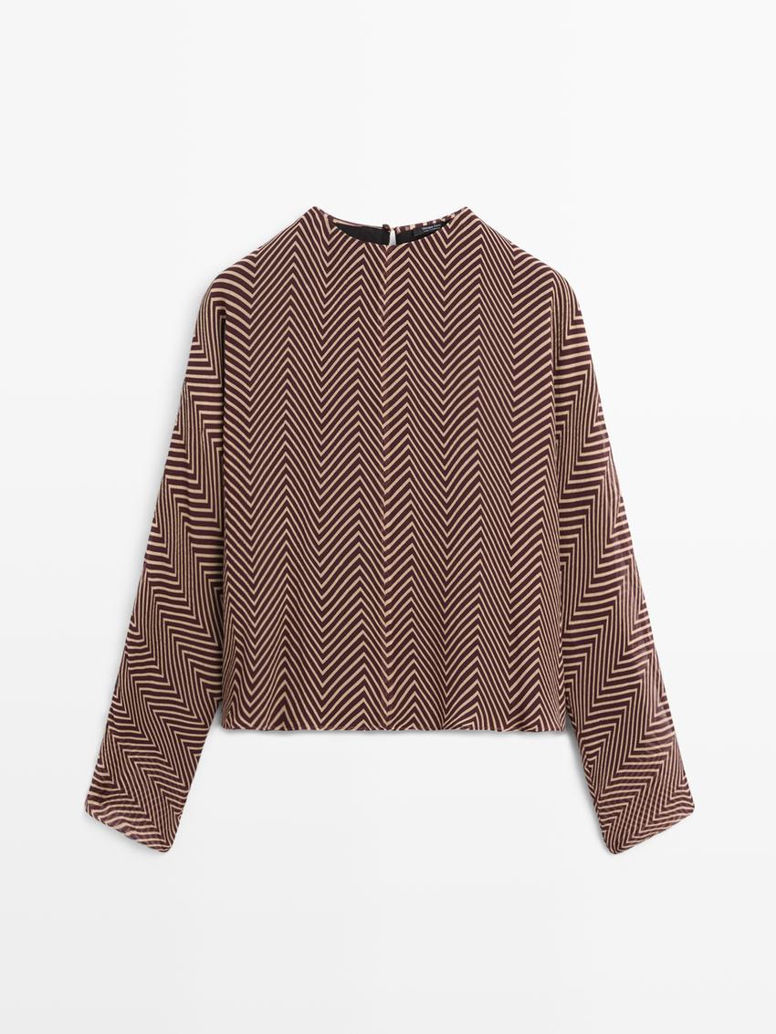 Blusa larga fluida · Burdeos · Camisería | Massimo Dutti
