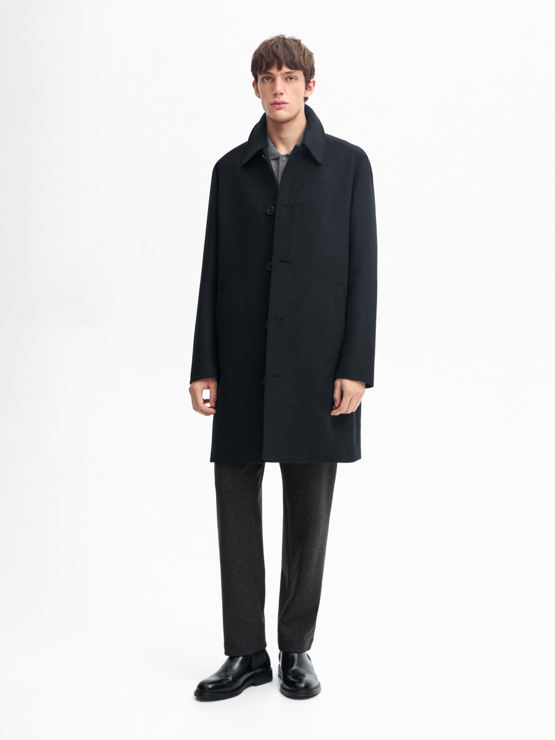 100% wollen soepelvallende jas · Zwart · Coats And Jackets | Massimo Dutti