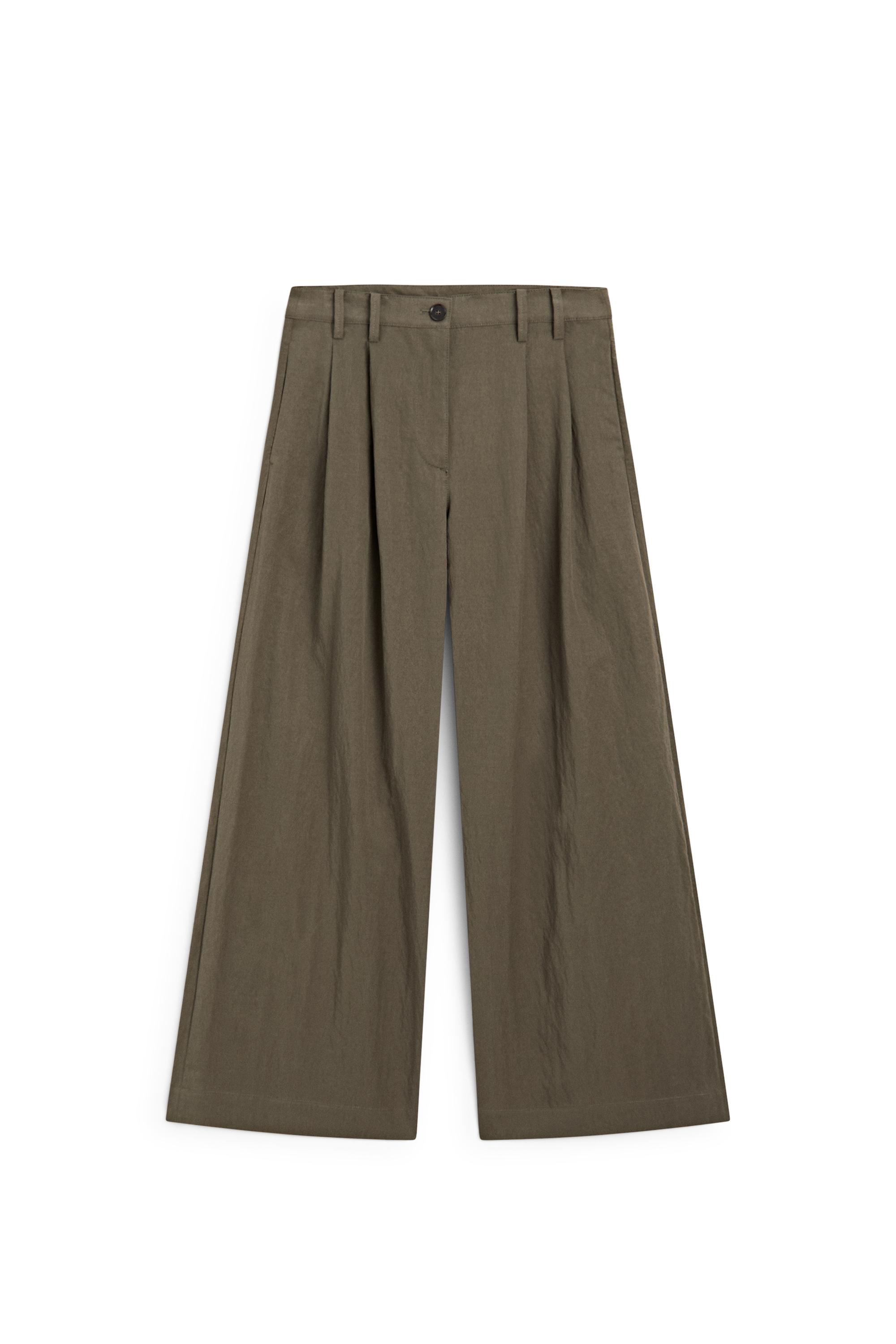 Pantalón fluido pliegues ancho técnico · Marrón Topo · Pantalón ...
