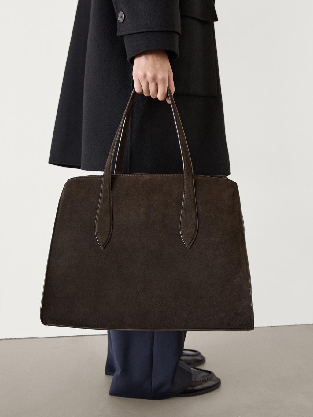 Split leather maxi MD ICON tote bag · Brown · Bagsâ Andâ Backpacks ...