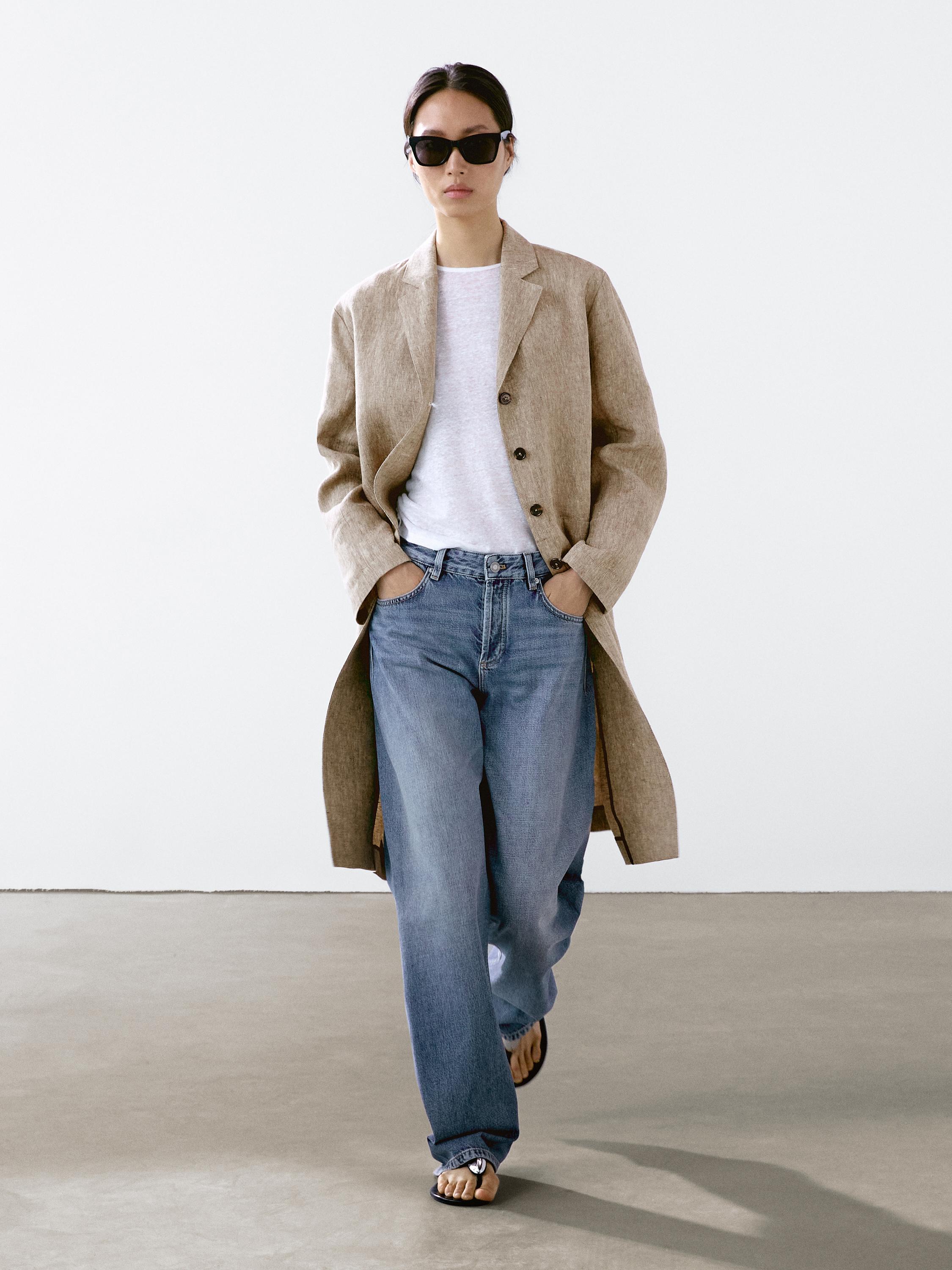 Lightweight 100% linen coat · Stone · Coats And Jackets | Massimo Dutti