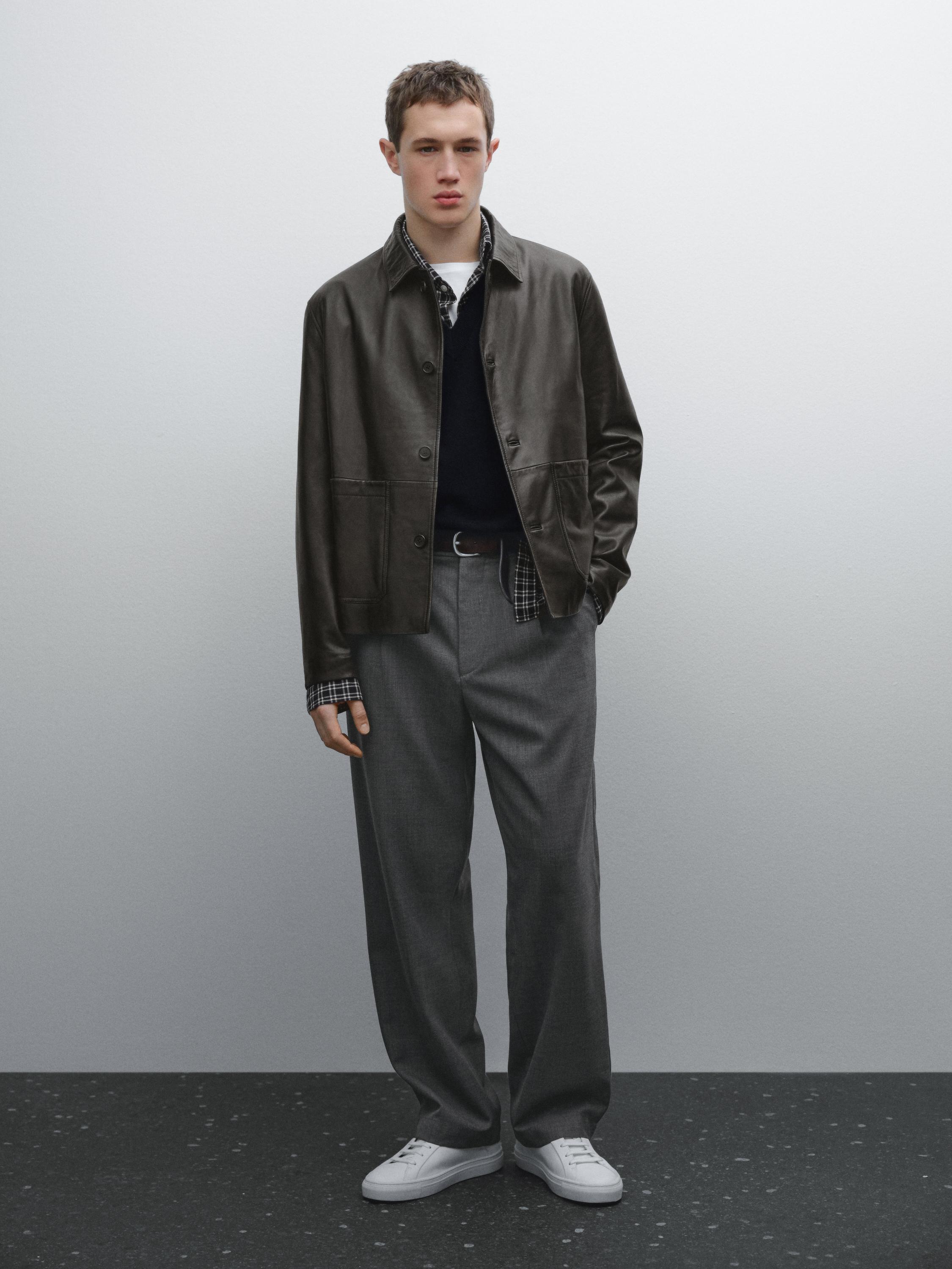 Men's Leather Jackets - Massimo Dutti - GB