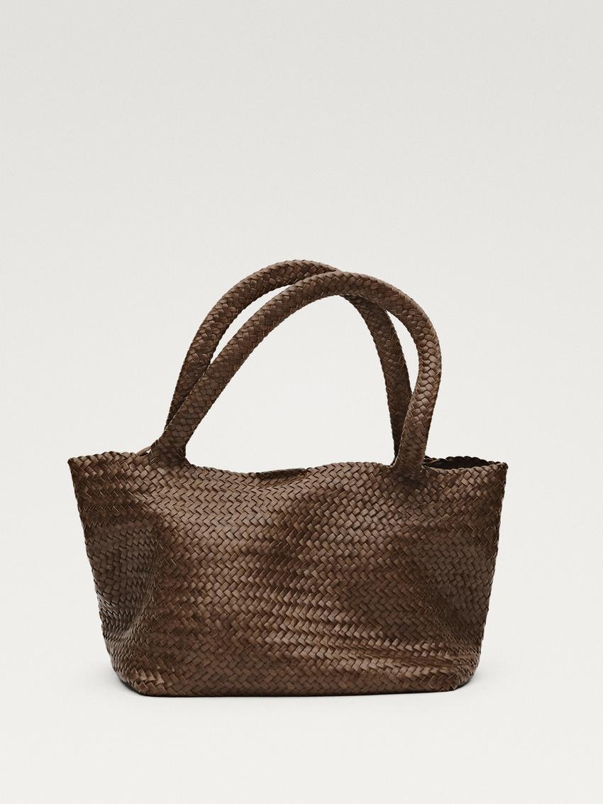 Women's Leather Shopper Bags - Massimo Dutti - US
